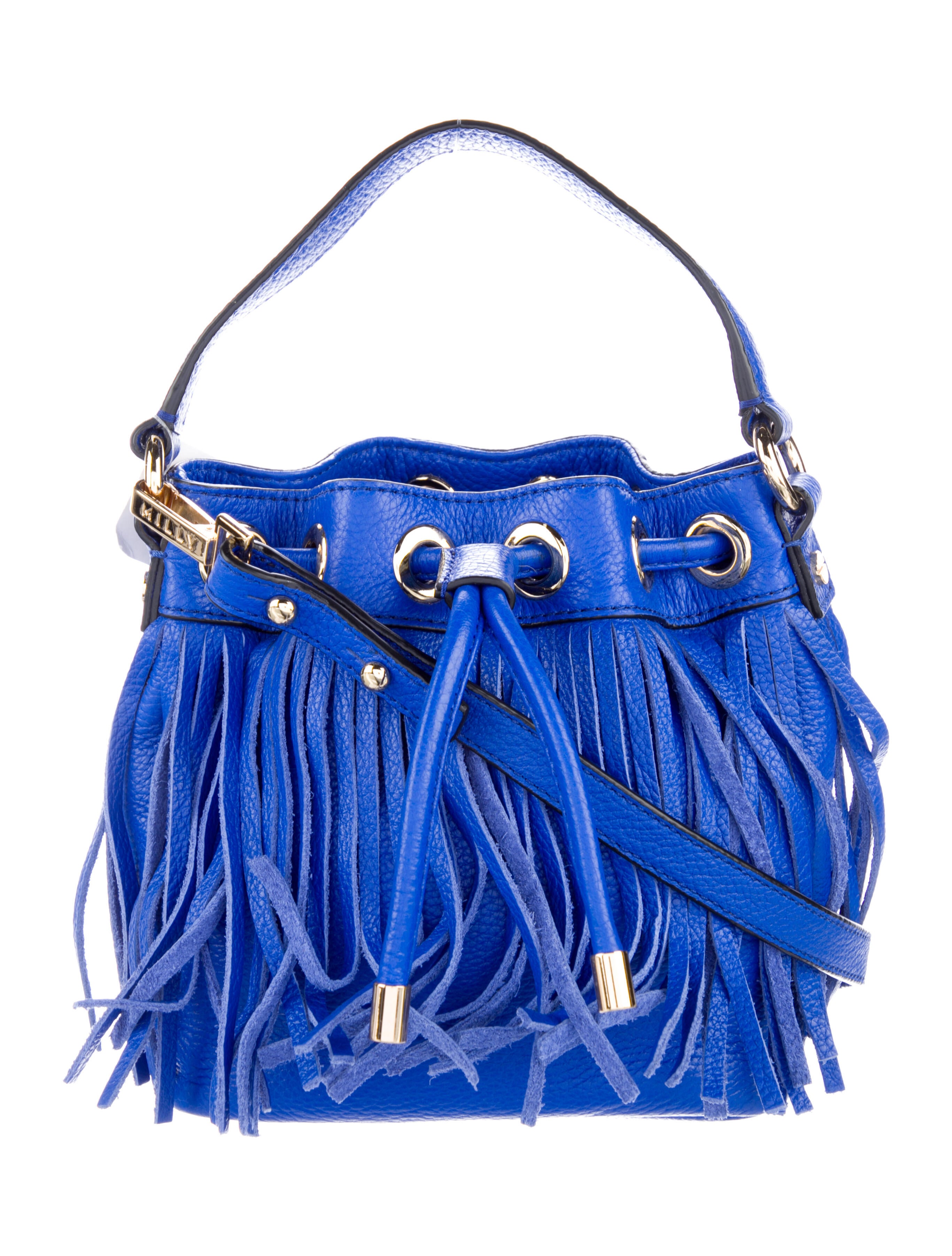 Milly Leather Bucket Bag - Blue Bucket Bags, Handbags - WM672778 | The ...