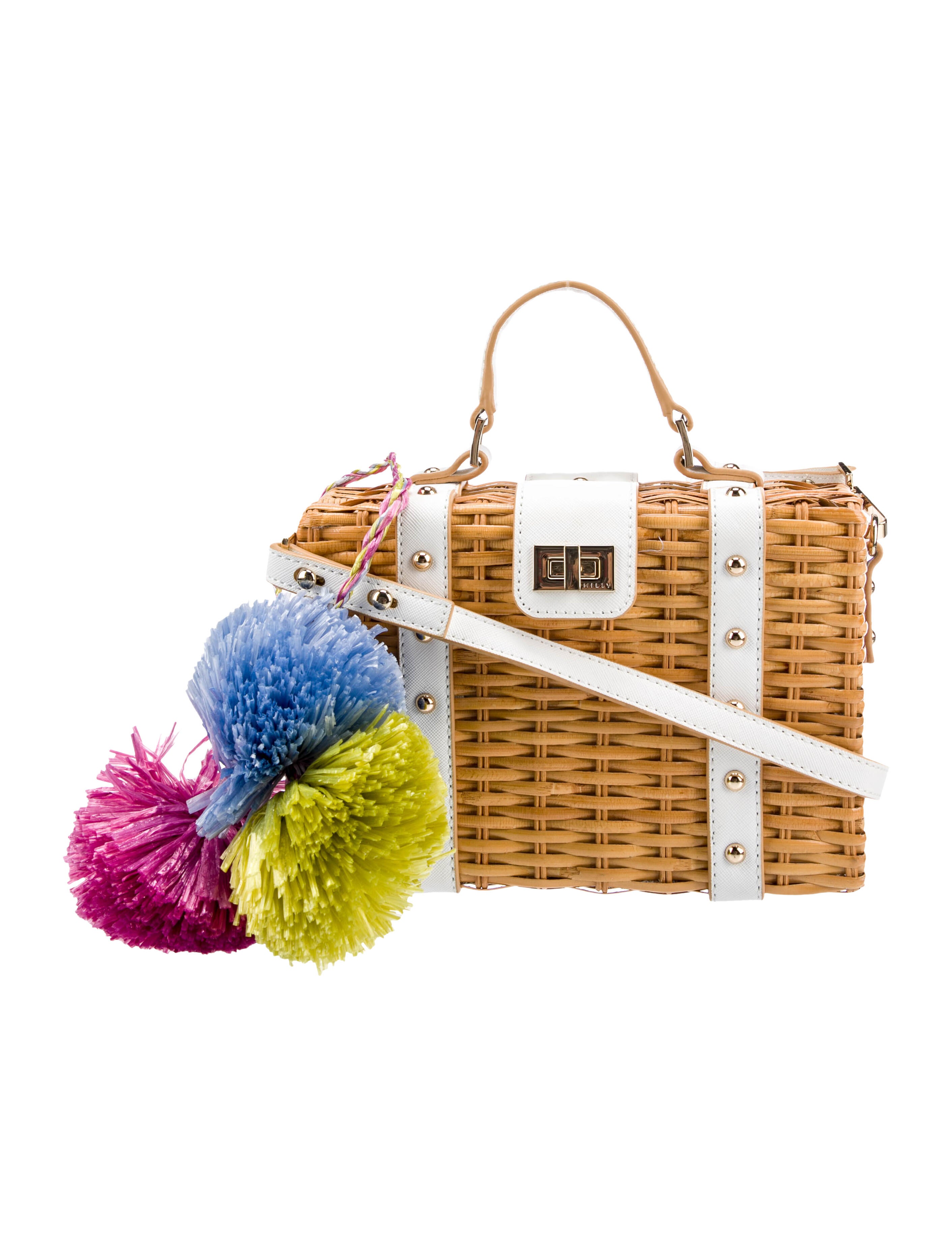 Milly Wicker Pom-Pom Handle Bag - Brown Handle Bags, Handbags ...