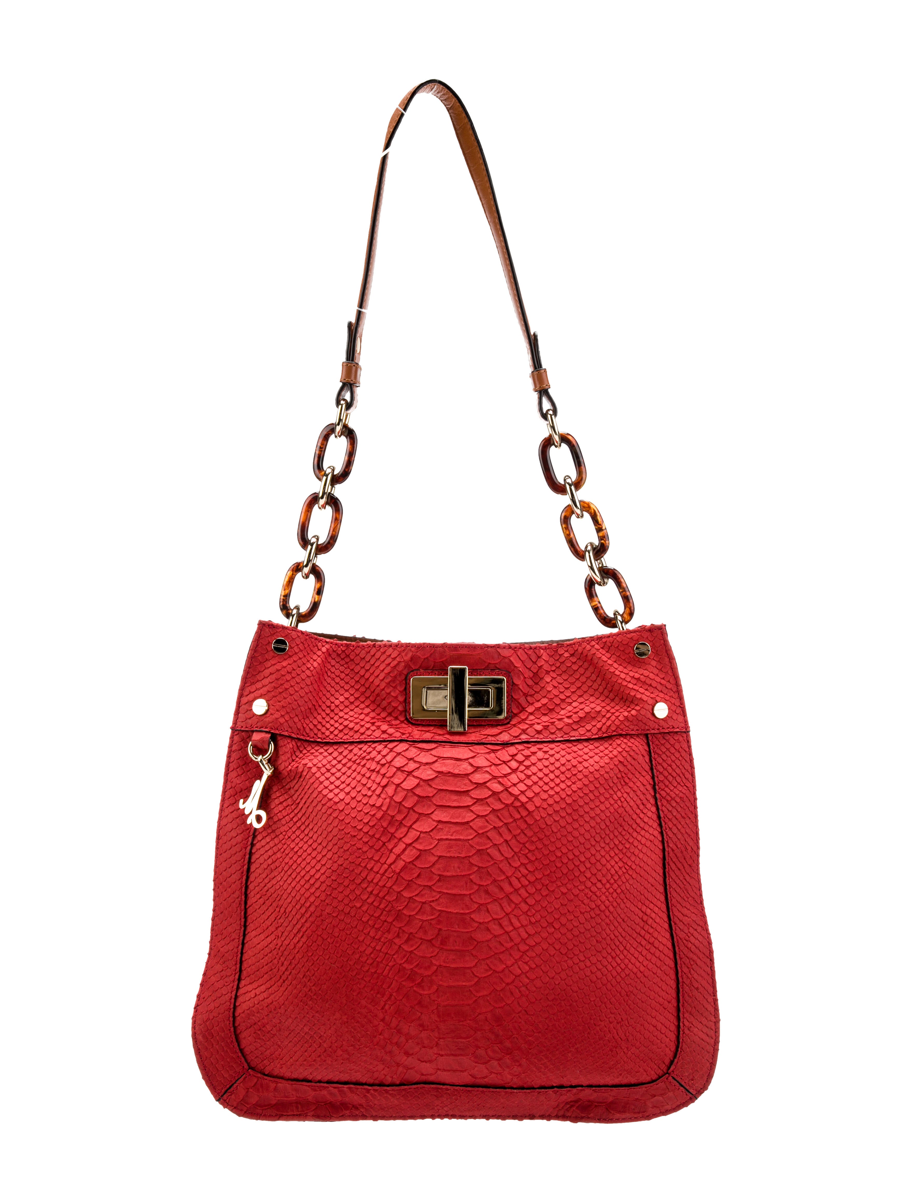 Milly Embossed Leather Shoulder BAg - Red Shoulder Bags, Handbags ...