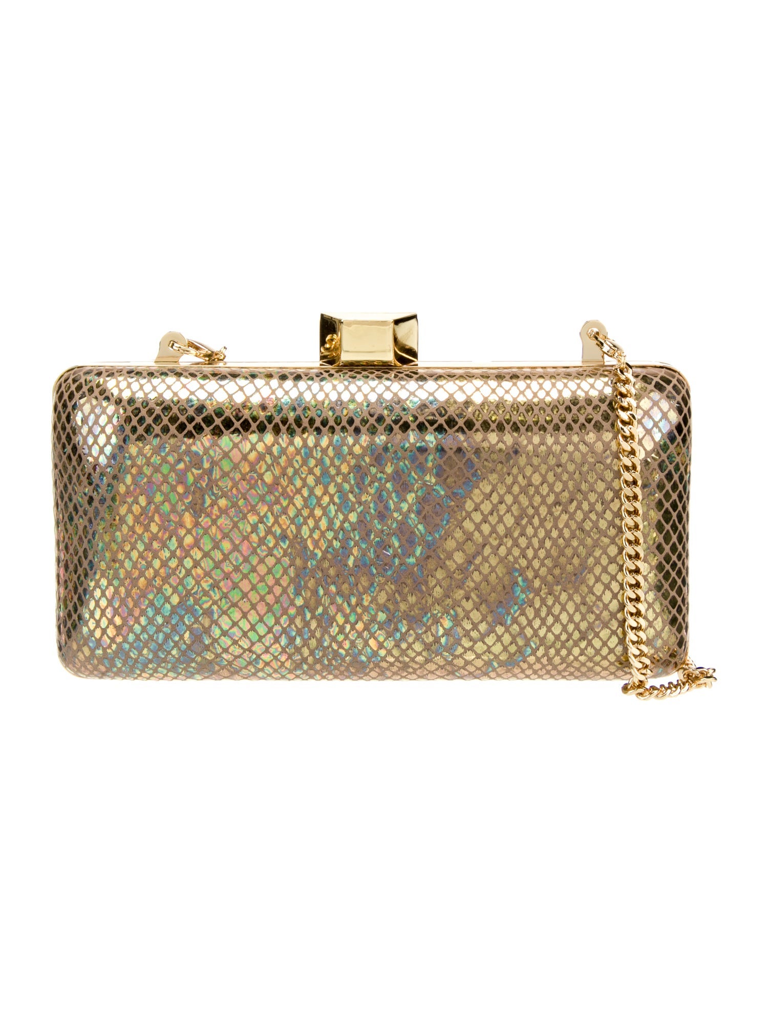 Milly Snake Embossed Leather Shoulder Bag - Gold Mini Bags, Handbags ...