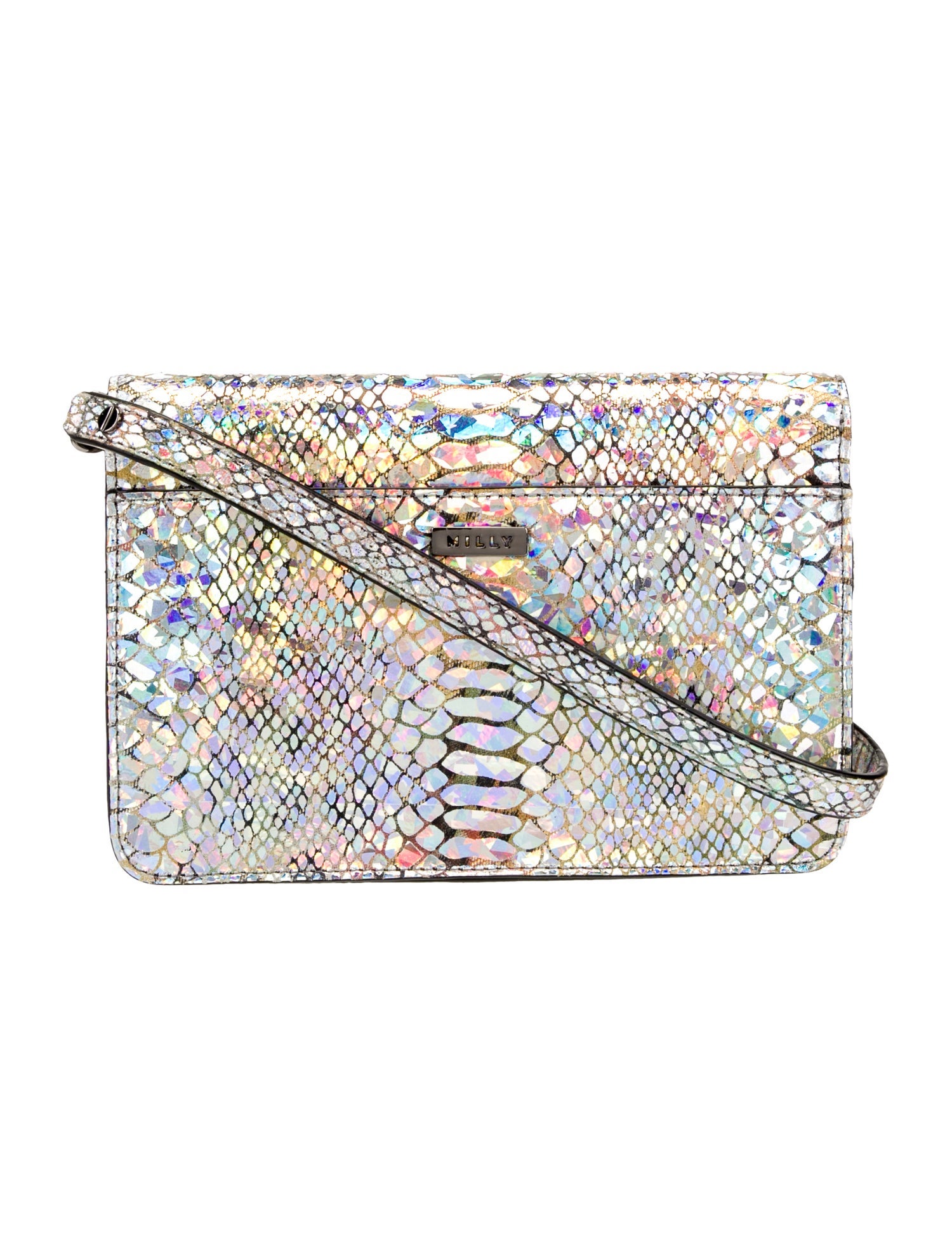 Milly Embossed Leather Crossbody Bag w/ Tags - Metallic Evening Bags ...