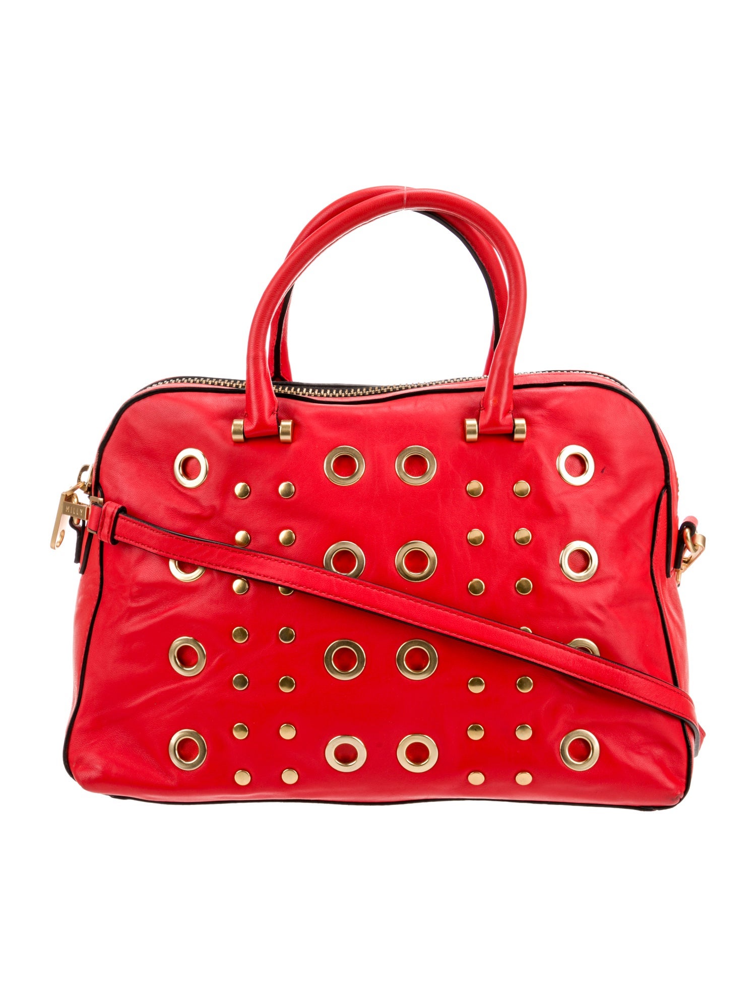 Milly Leather Top Handle Bag - Red Handle Bags, Handbags - WM691281 ...