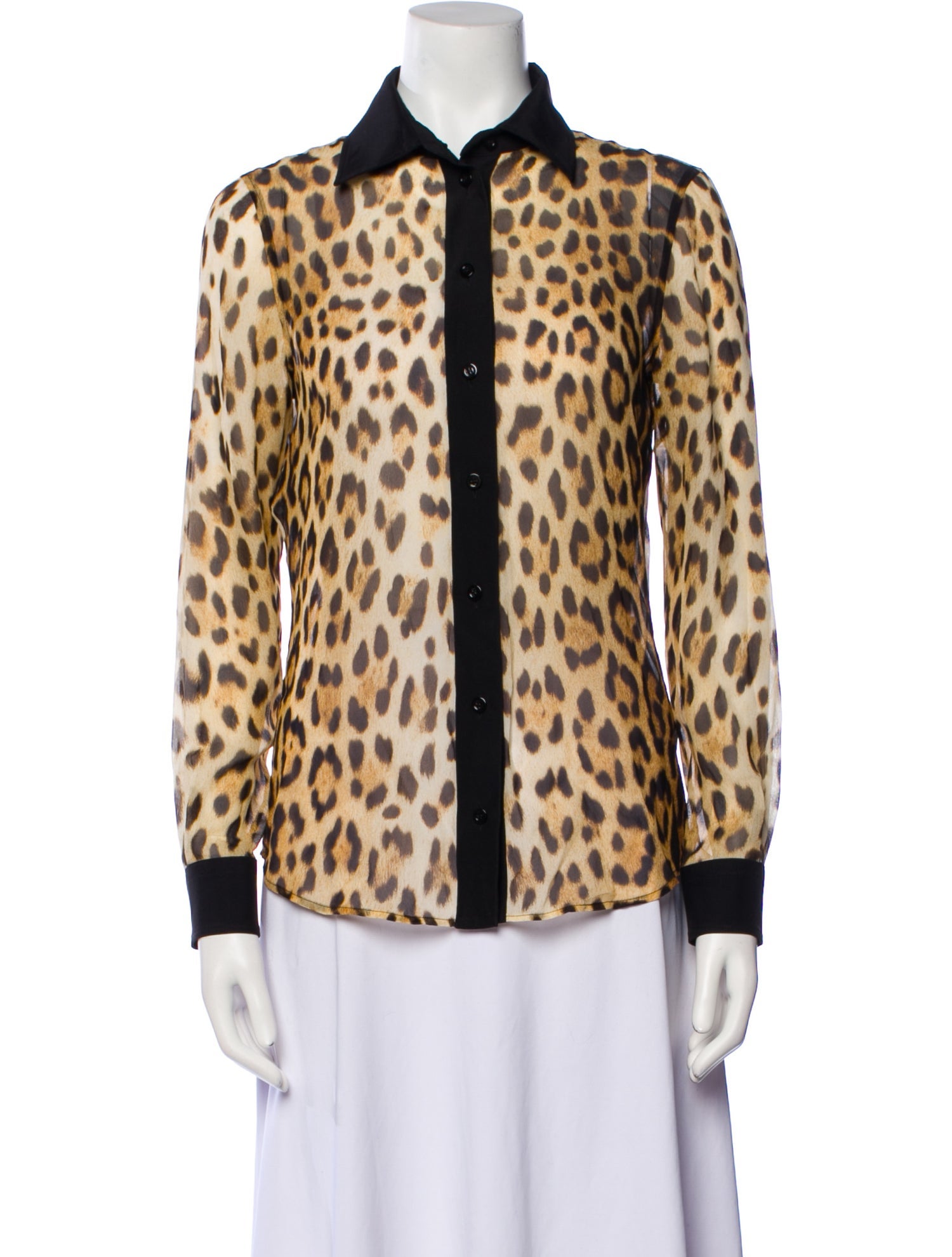 Moschino Couture Silk Animal Print Button-Up Top - Neutrals Tops ...