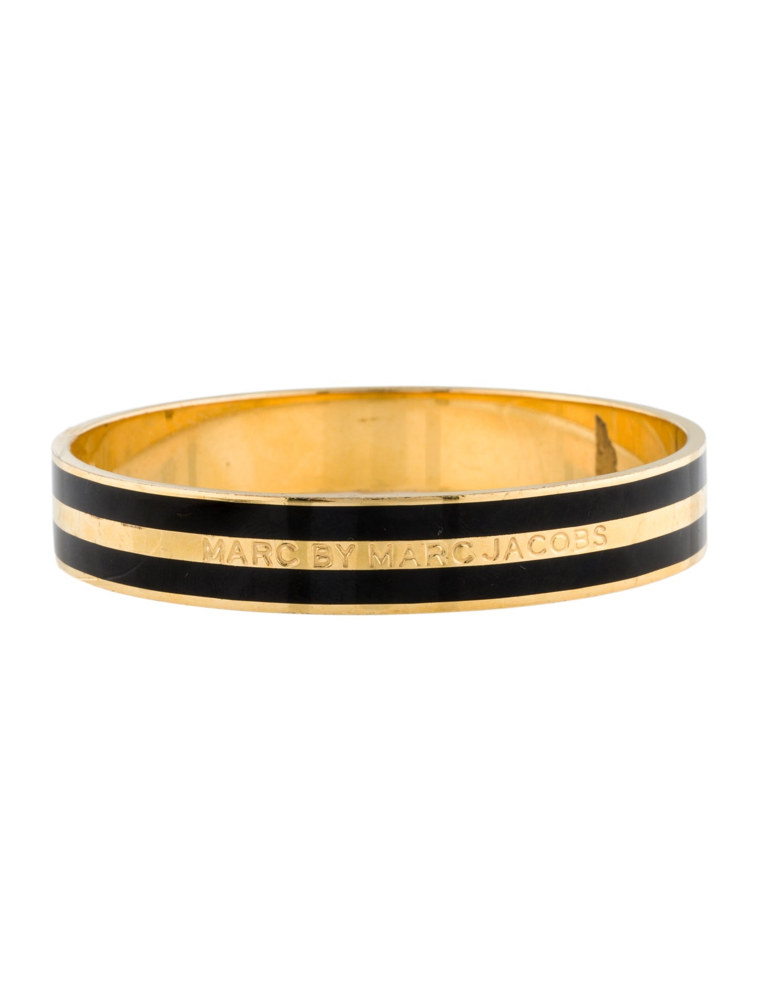 Marc by Marc Jacobs Enamel Bangle - Black, Gold-Tone Metal Bangle ...