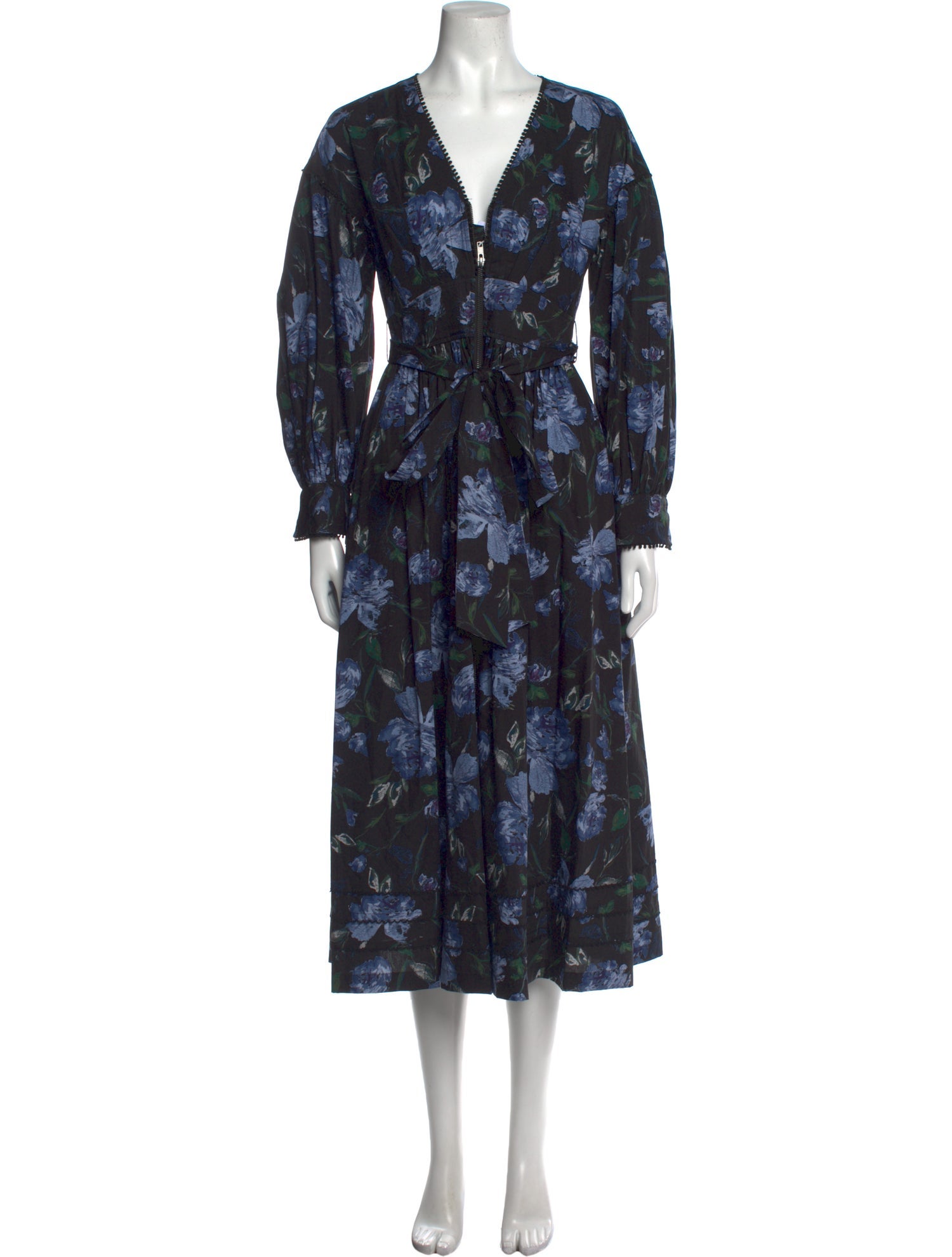 Marchesa Rose Floral Print Long Dress w/ Tags - Blue Dresses, Clothing ...
