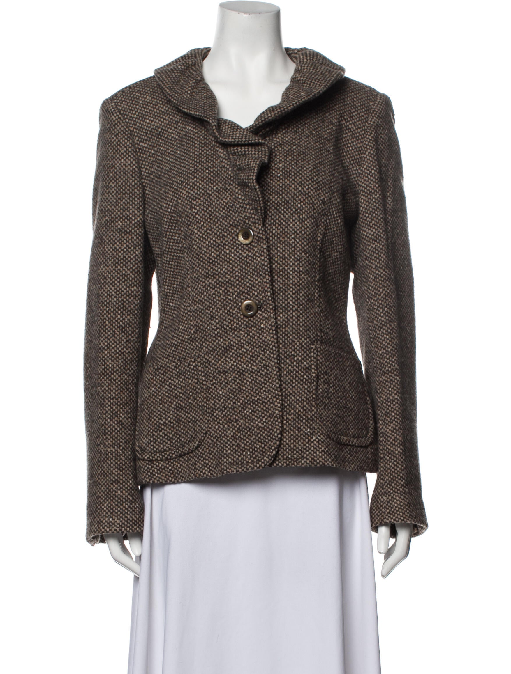 Weekend Max Mara Virgin Wool Tweed Pattern Evening Jacket - Brown ...