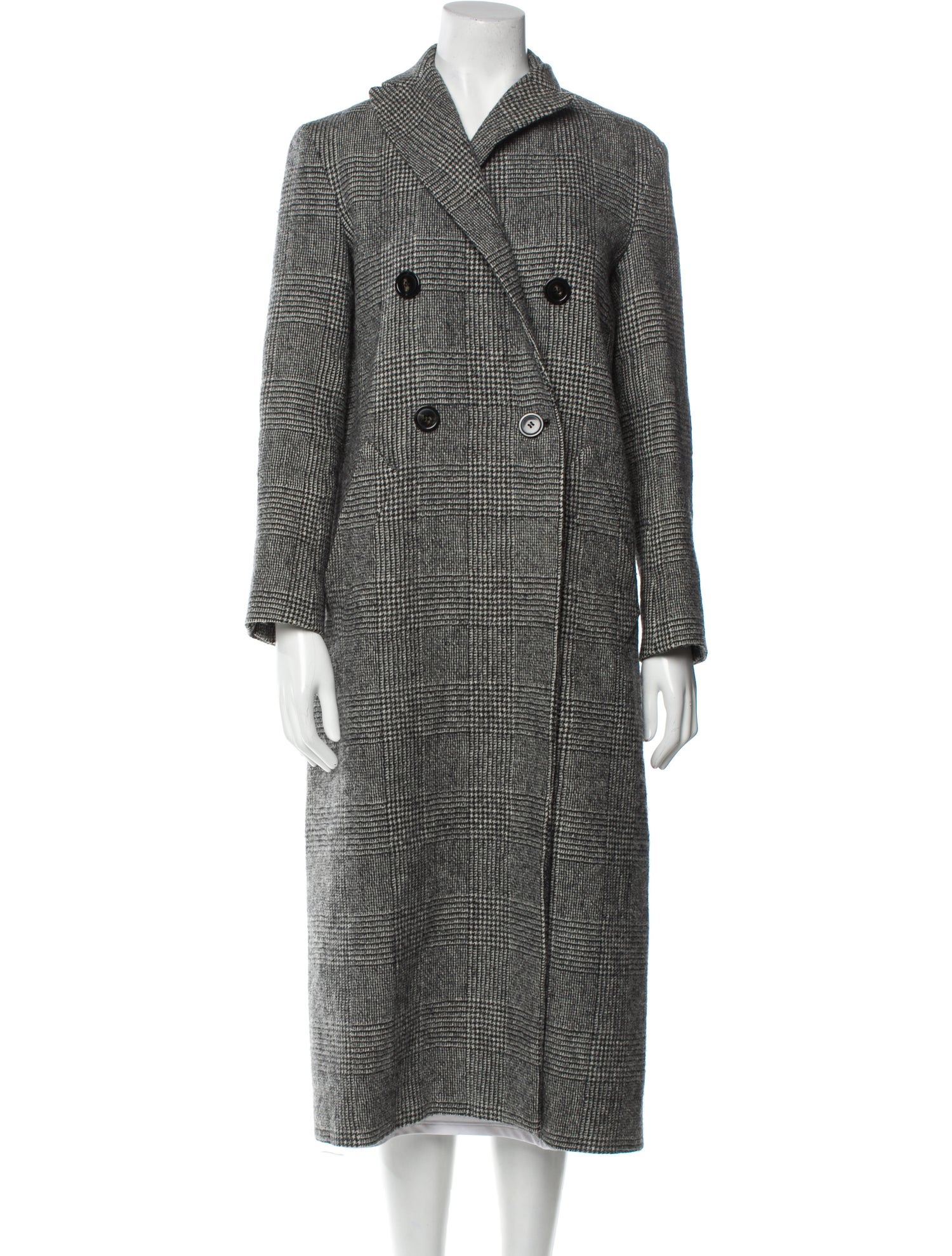 Weekend Max Mara Virgin Wool Houndstooth Print Peacoat - Grey Coats ...