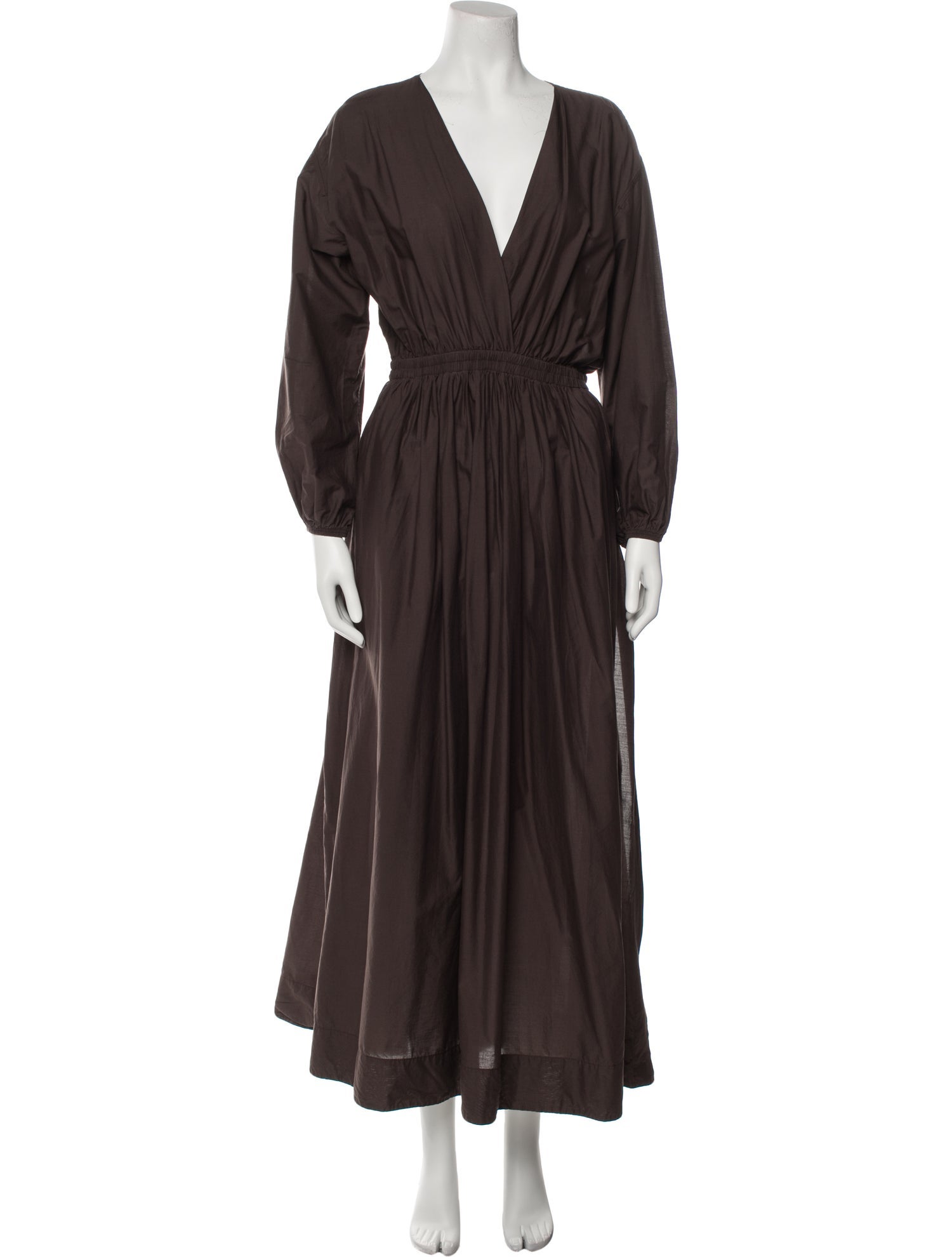 Matteau V-Neck Long Dress - Brown Dresses, Clothing - WMATA23446 | The ...