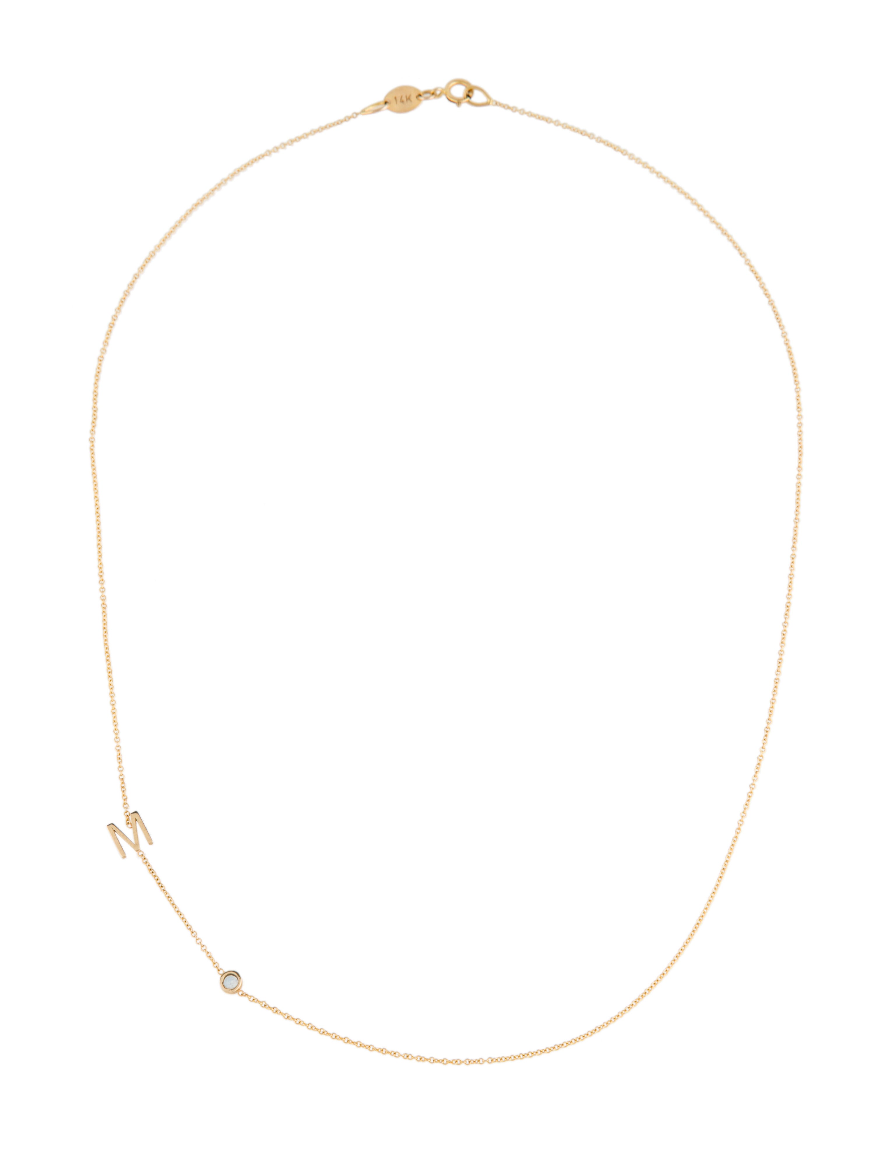 Maya Brenner Designs 14K Aquamarine Monogram "M" Necklace - 14K Yellow ...