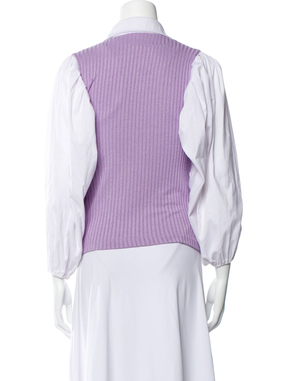 Margo Baridon Polo Purple Colorblock Pattern Three-Qu… - Gem