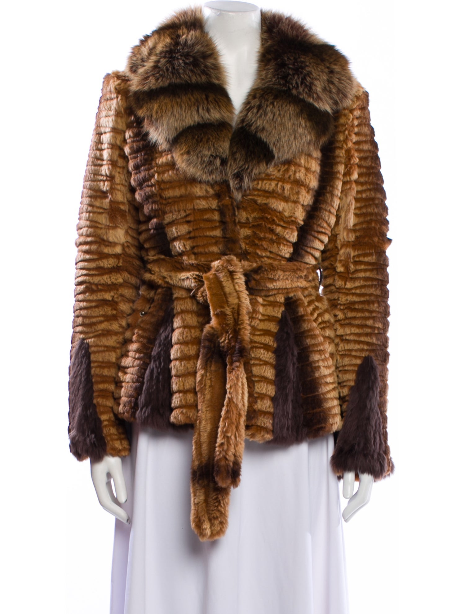 Chaarm Fox Animal Print Fur Jacket - Brown Jackets, Clothing ...