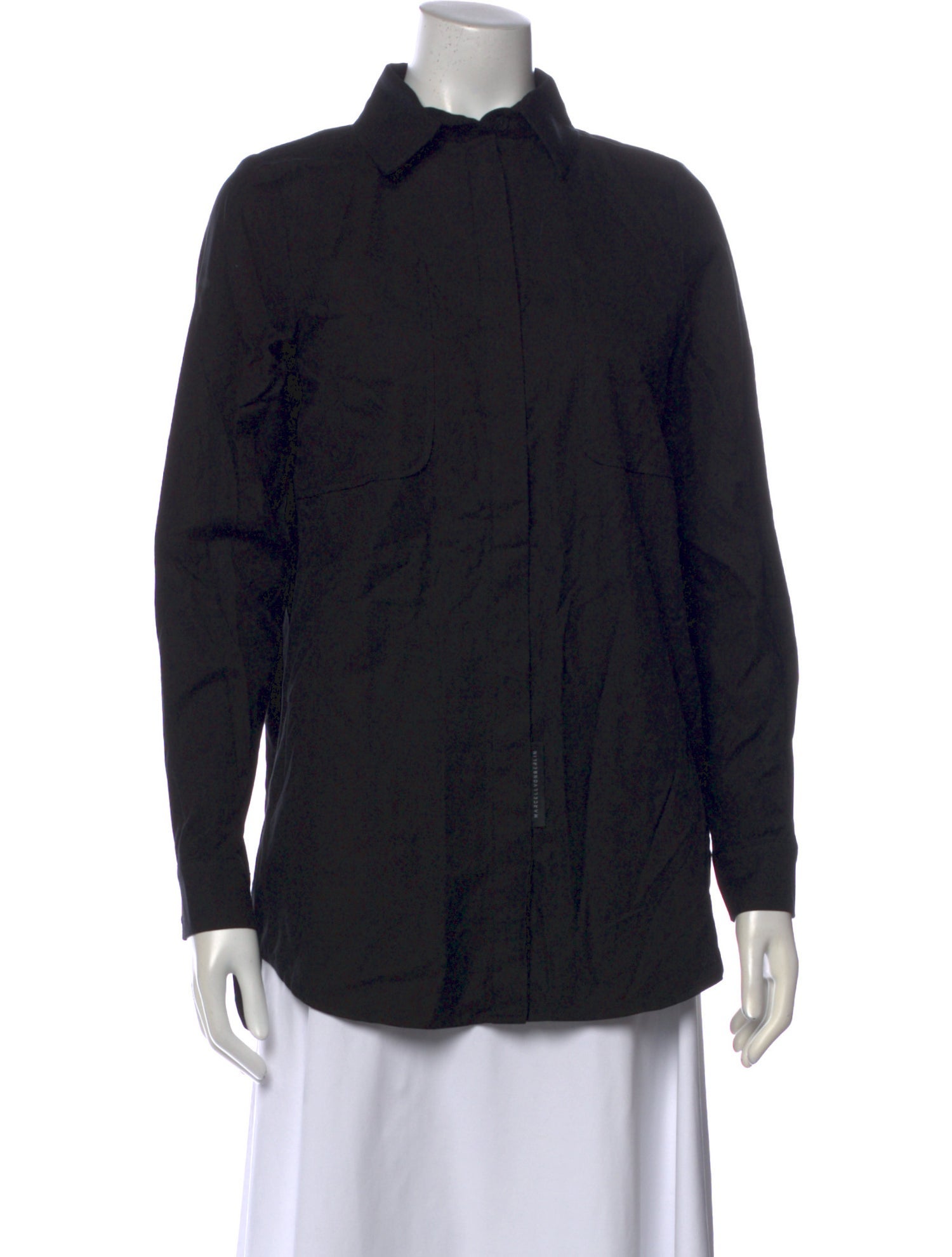 Marcell Von Berlin Long Sleeve Button-Up Top - Black Tops, Clothing ...
