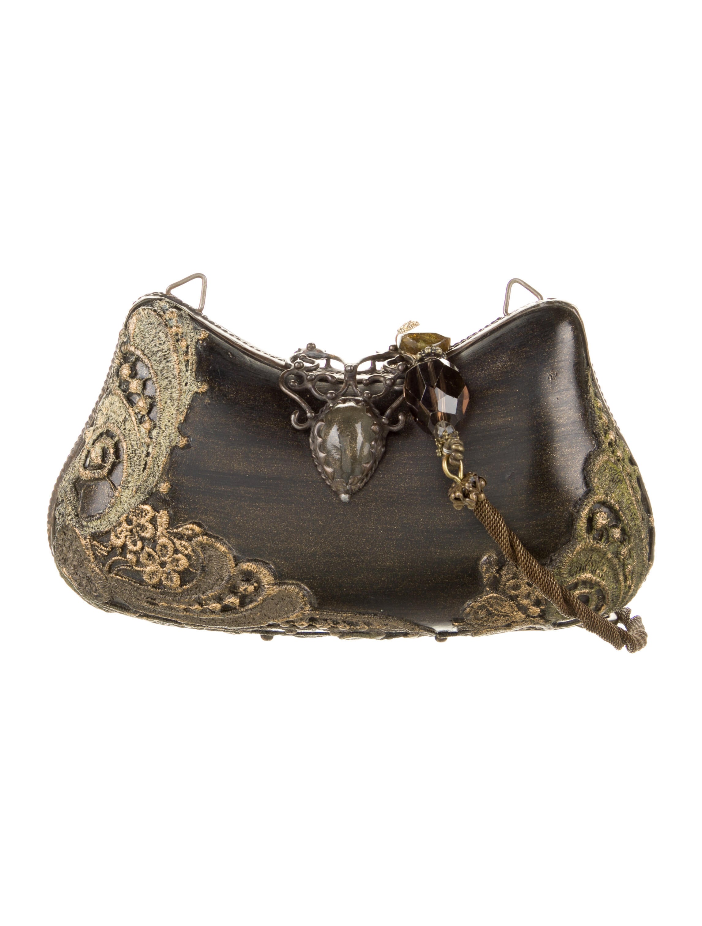 Maya Evangelista Acrylic Beaded Embellished Crossbody Bag - Brown ...