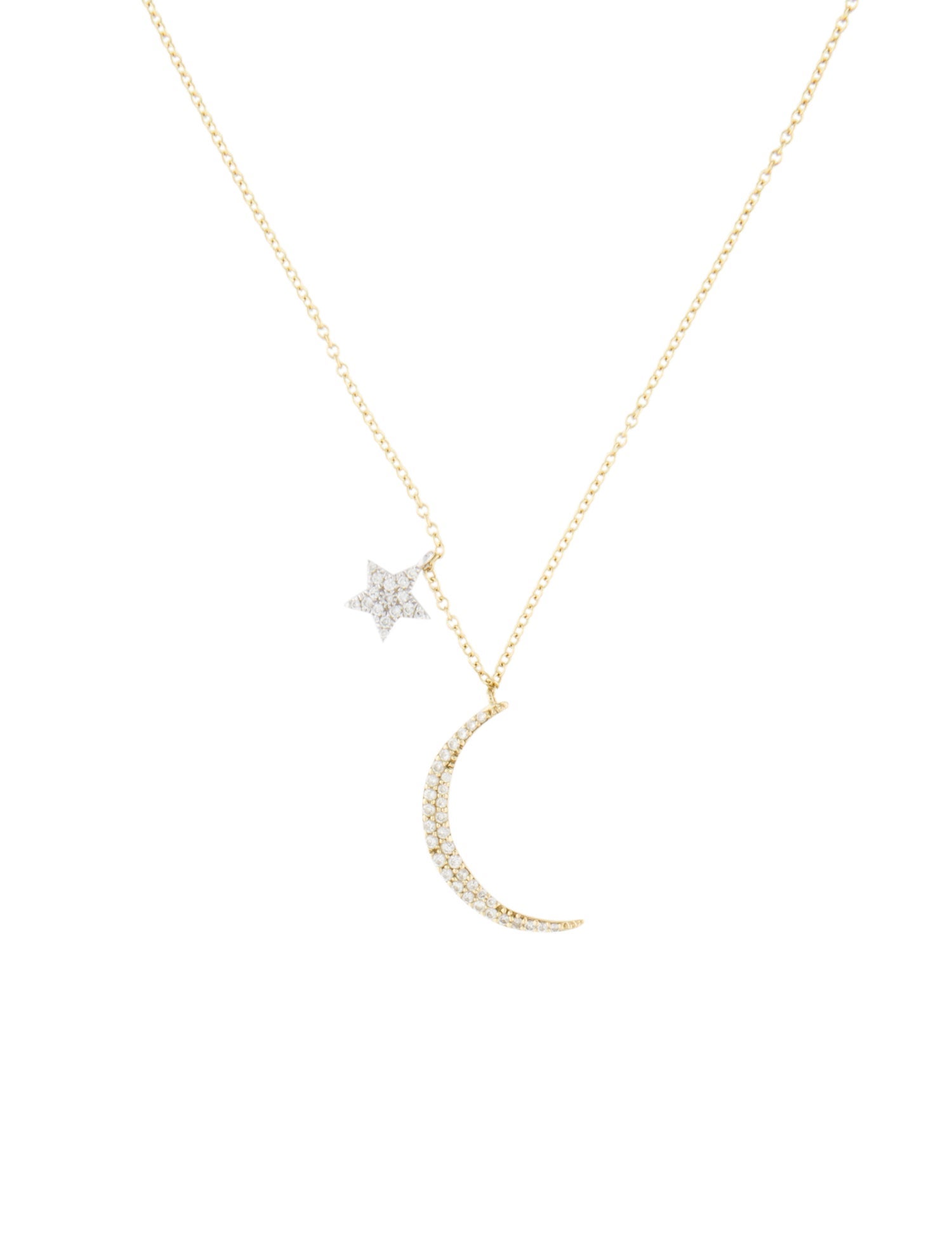Meira T 14K Diamond Crescent Moon and Star Necklace - 14K Yellow Gold ...