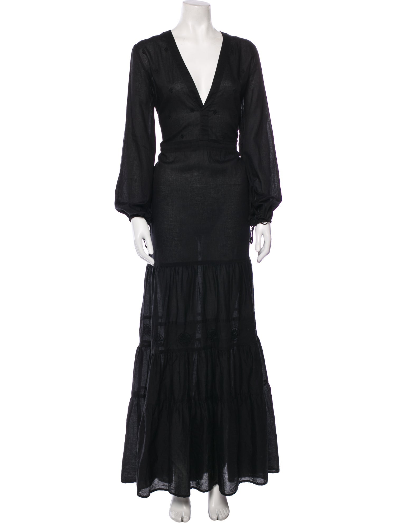 Merlette V-Neck Long Dress - Black Dresses, Clothing - WMERT22783 | The ...