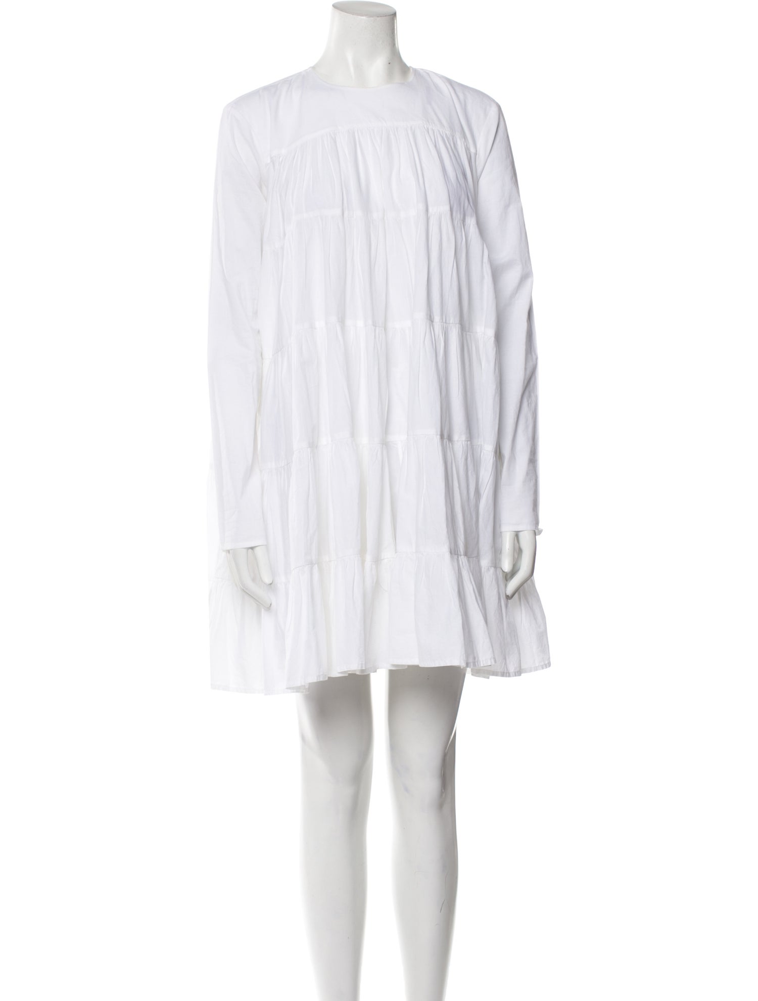Merlette Crew Neck Mini Dress - White Dresses, Clothing - WMERT23228 ...