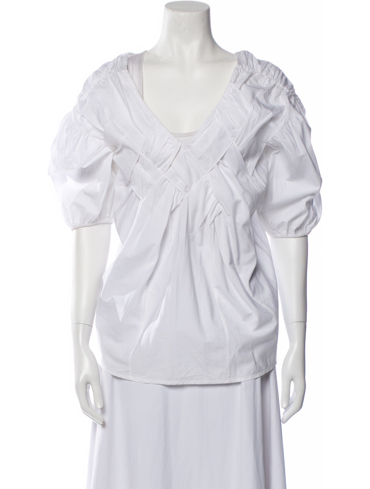 Merlette V-Neck Three-Quarter Sleeve Blouse - White Tops, Clothing ...