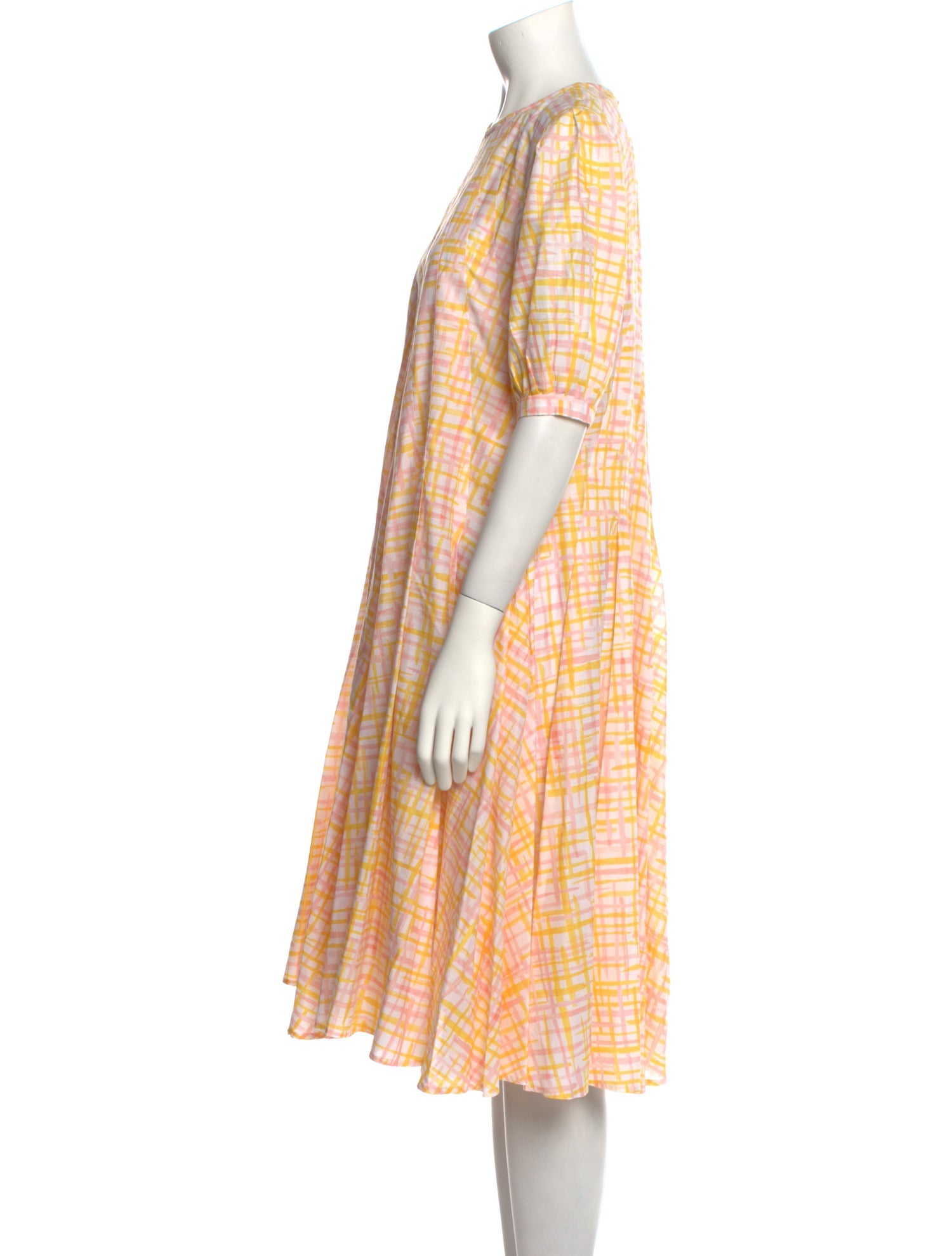 Merlette Plaid Print Knee-Length Dress - Yellow Dresses, Clothing ...
