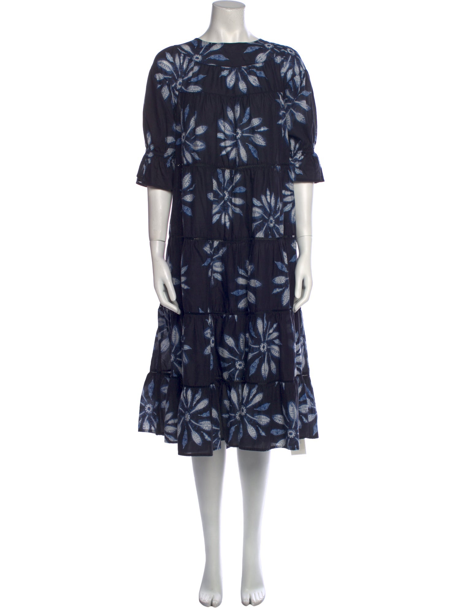 Merlette Floral Print Midi Length Dress - Blue Dresses, Clothing ...