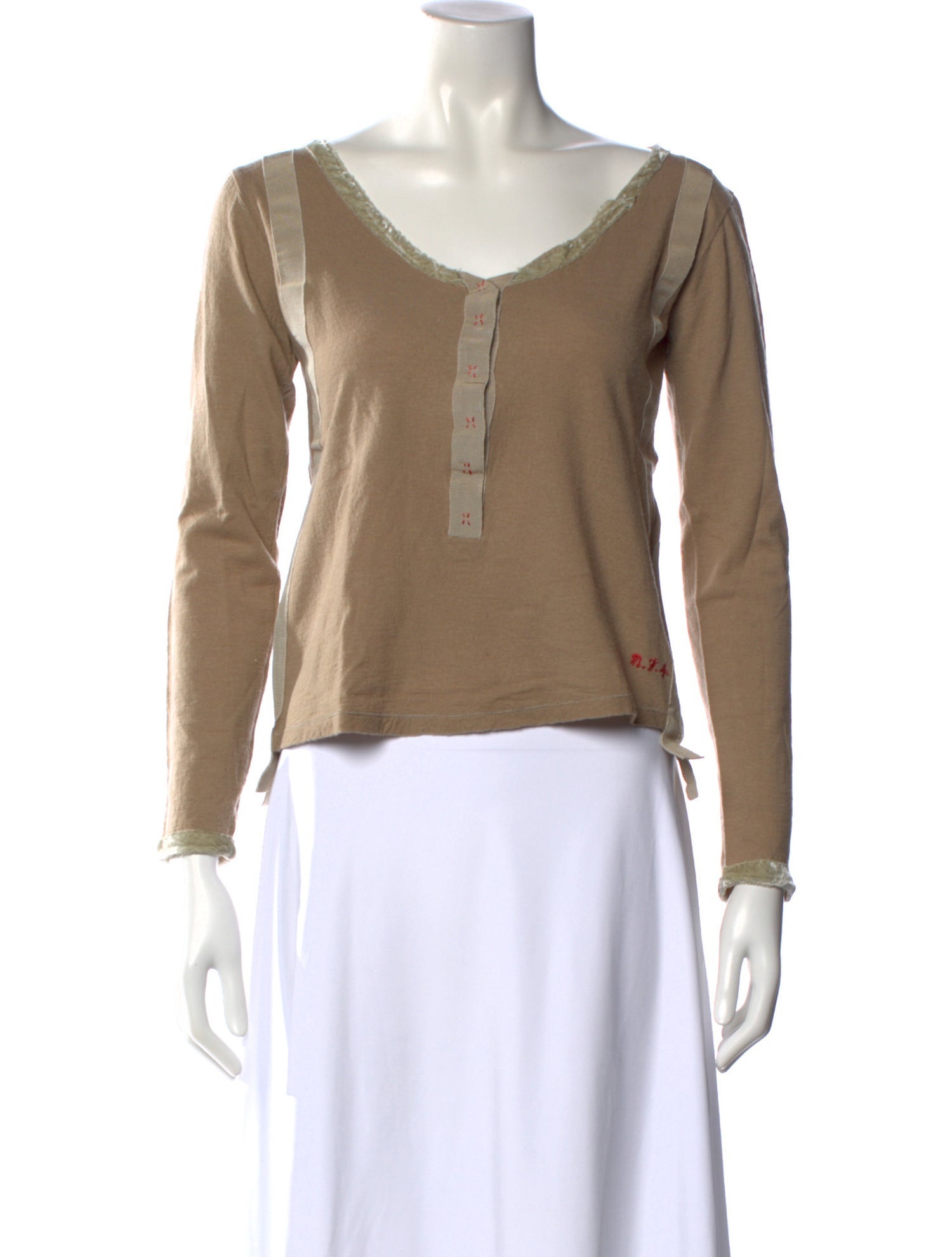 Marithé + François Girbaud Virgin Wool V-Neck Top - Neutrals Tops ...