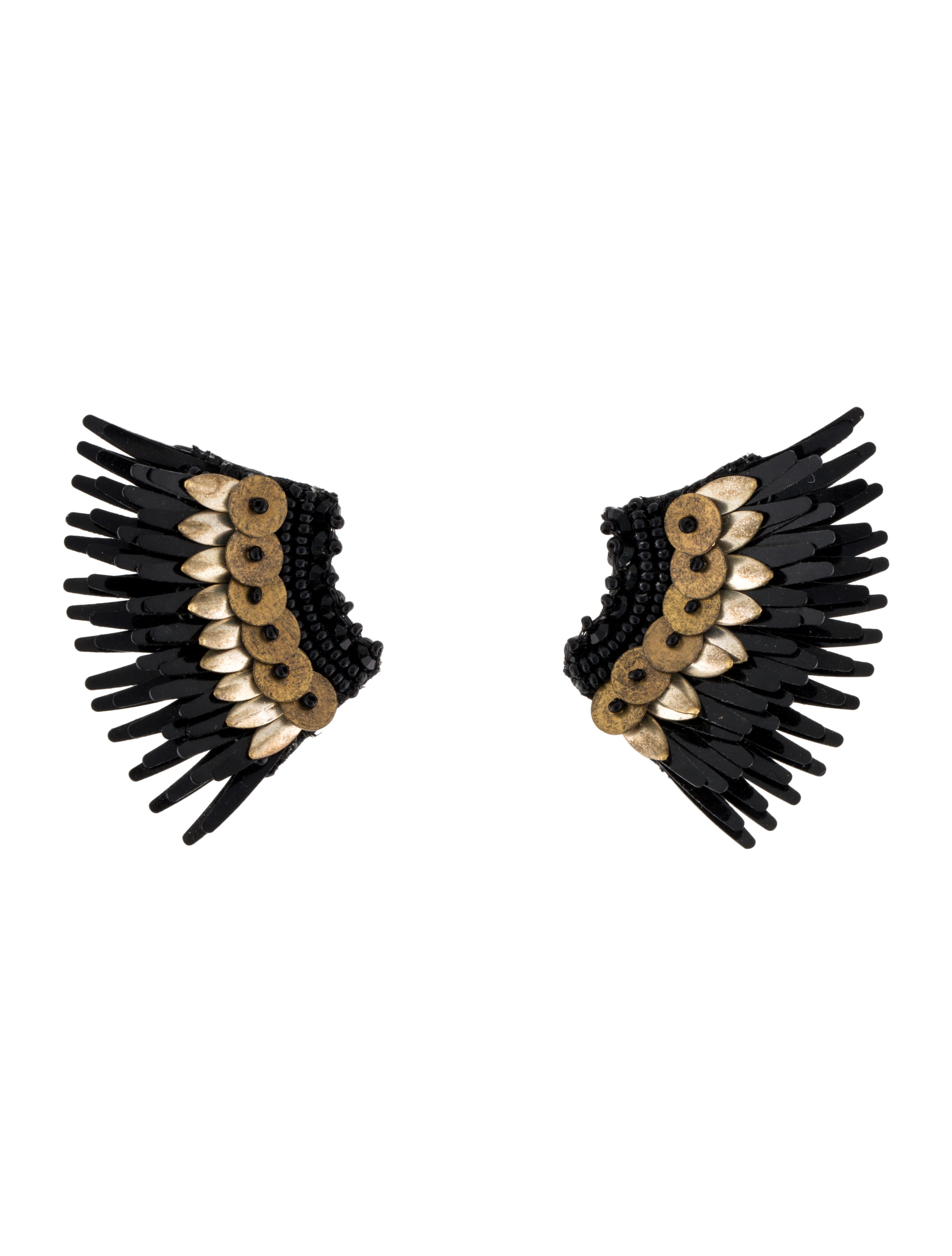 Mignonne Gavigan Sequin & Leather "Mini Madeline" Stud Earrings - Black ...