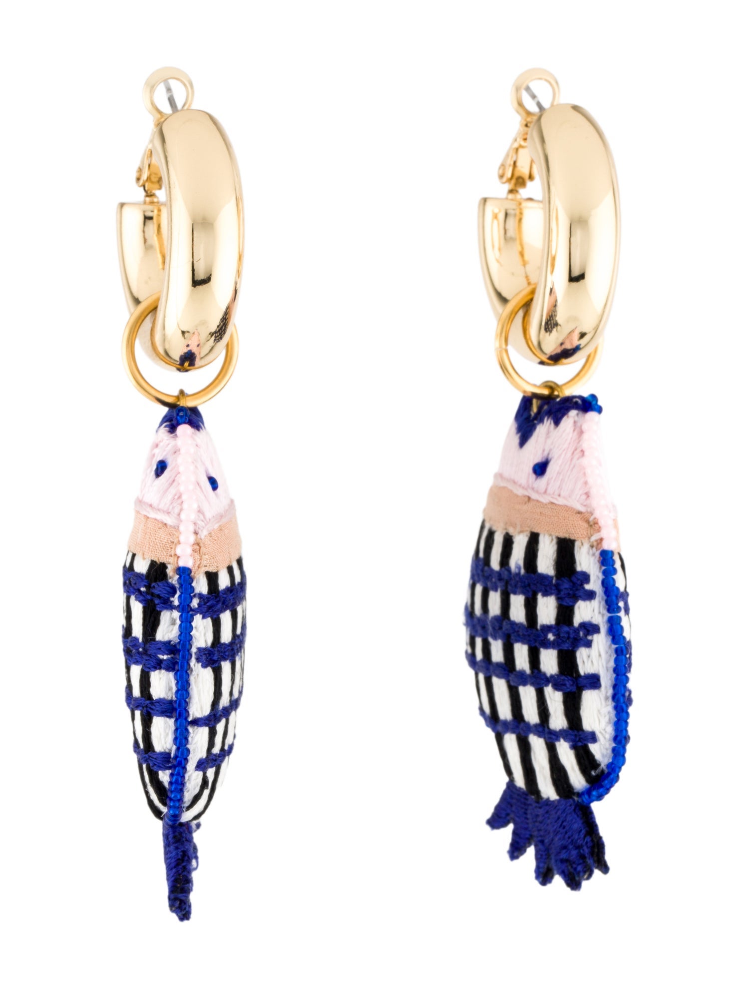 Mignonne Gavigan Gingham Fish Hoop Earrings - Gold-Plated Drop ...
