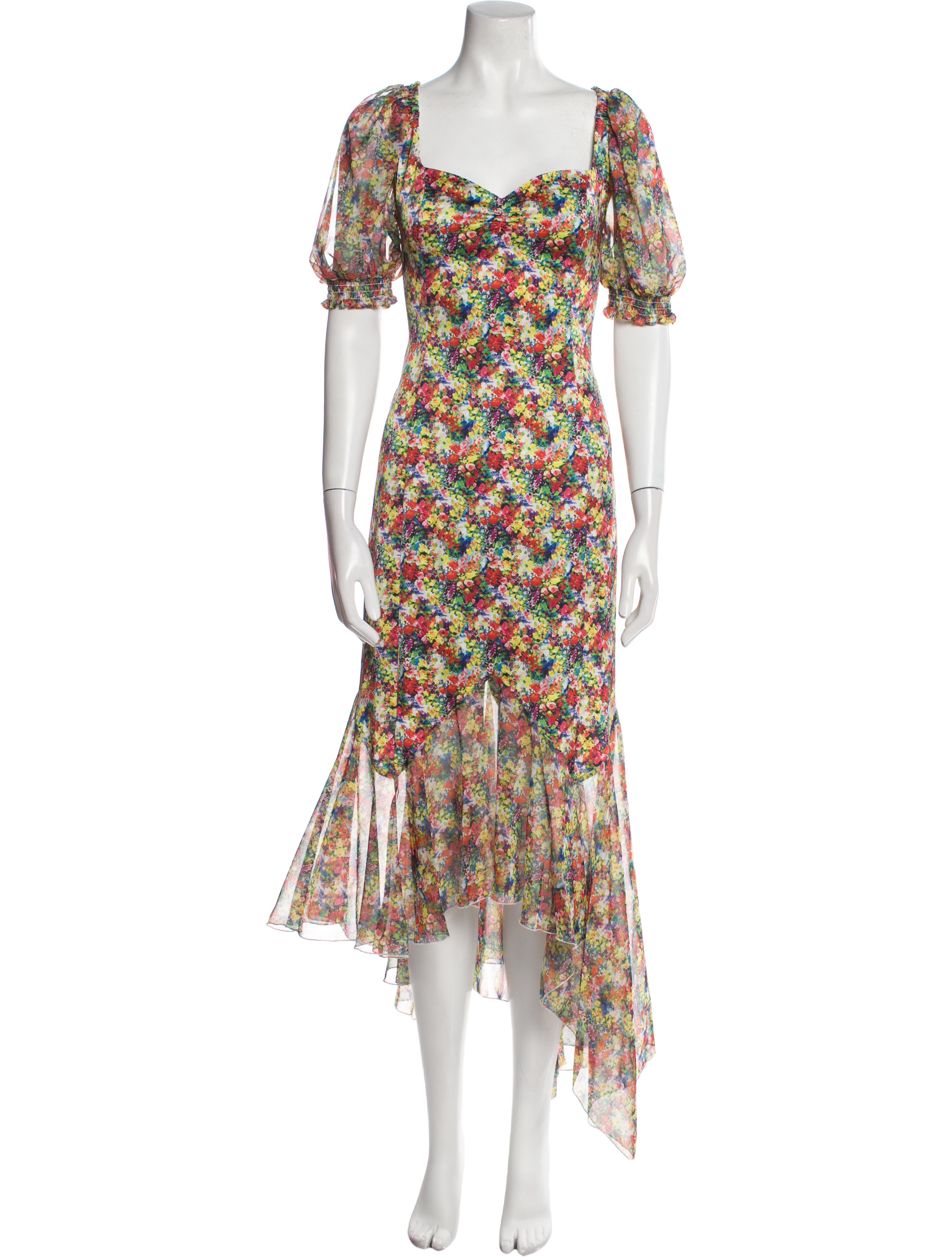 Marchesa Notte Floral Print Long Dress w/ Tags - Red Dresses, Clothing ...