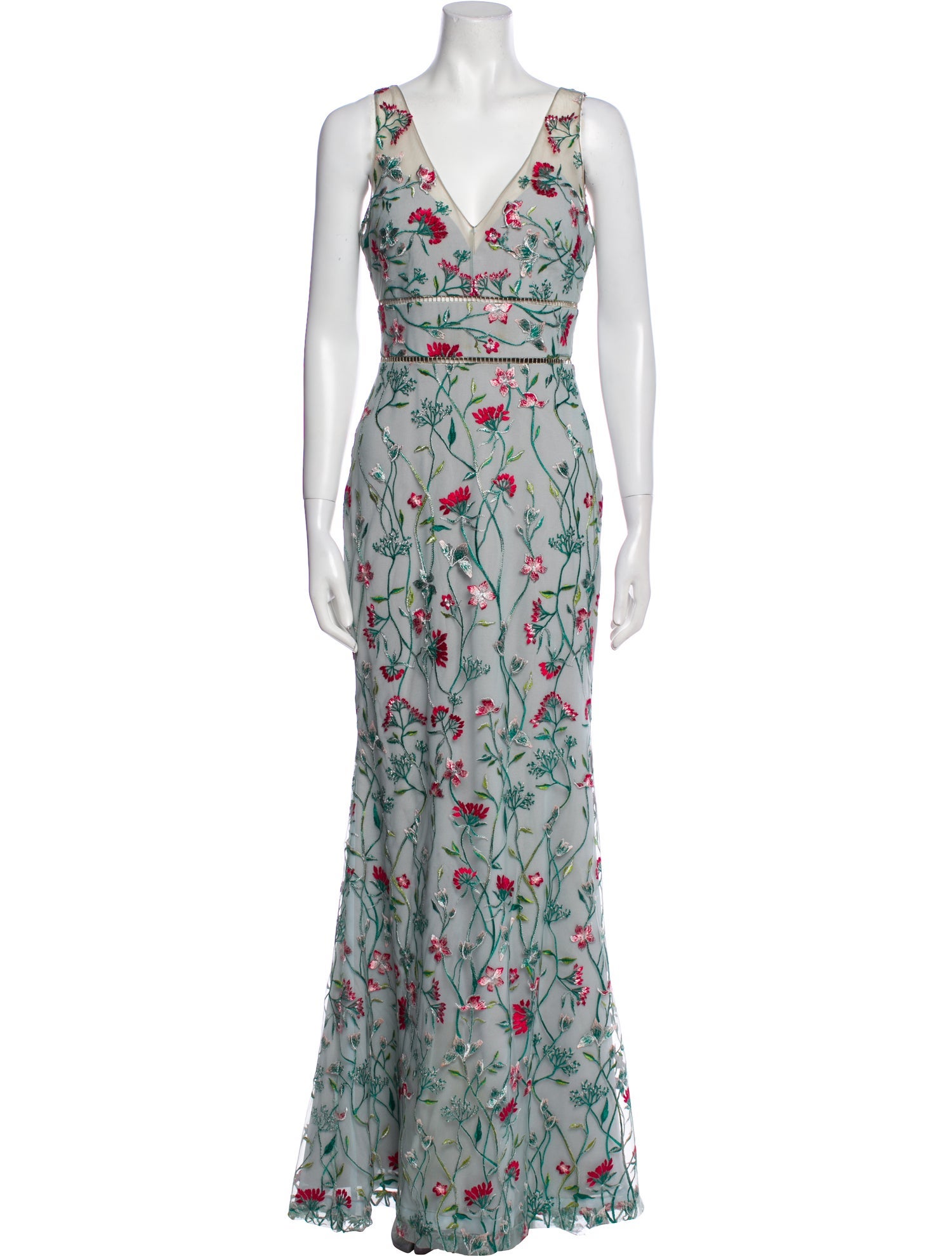Marchesa Notte Floral Print Long Dress - Green Dresses, Clothing ...