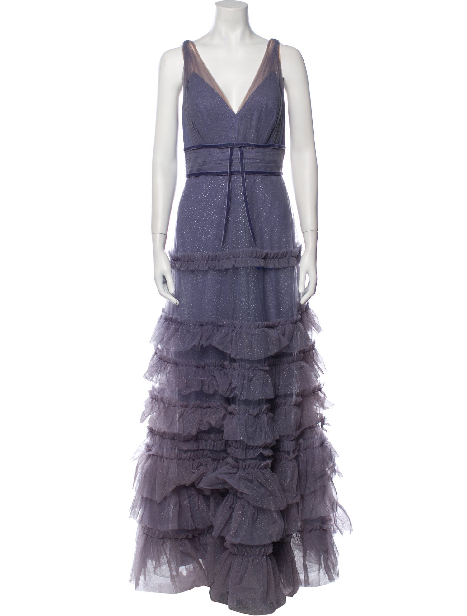 Marchesa Notte V-Neck Long Dress w/ Tags - Blue Dresses, Clothing ...