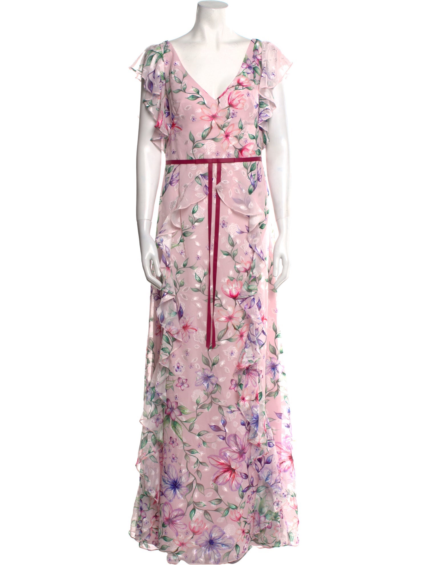 Marchesa Notte Floral Print Long Dress w/ Tags - Pink Dresses, Clothing ...