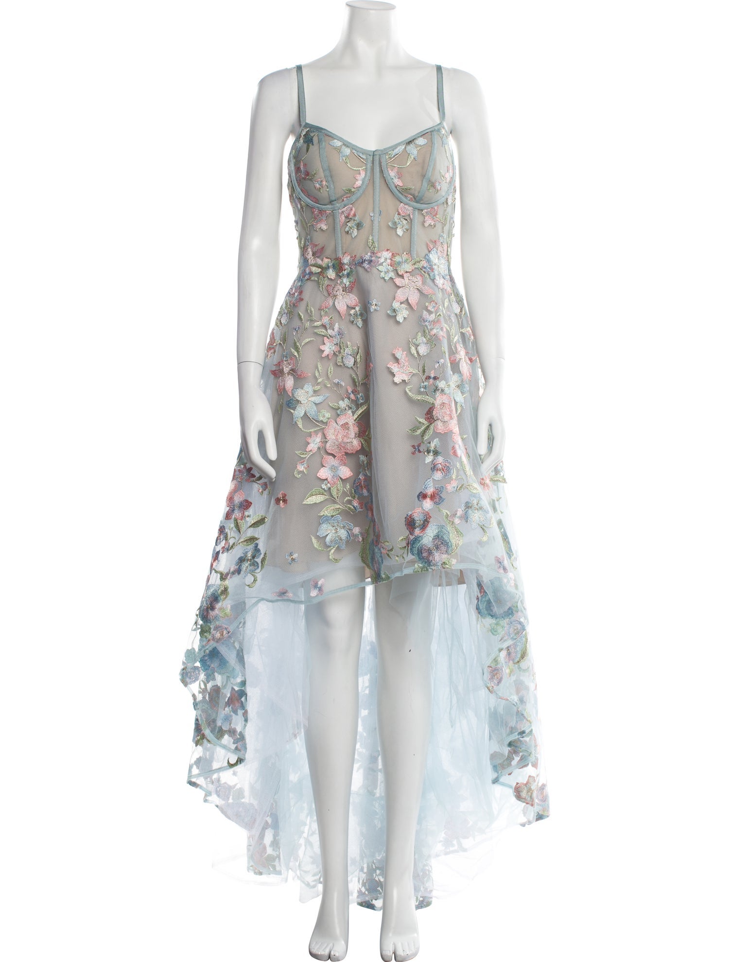 Marchesa Notte Floral Print Long Dress w/ Tags - Blue Dresses, Clothing ...