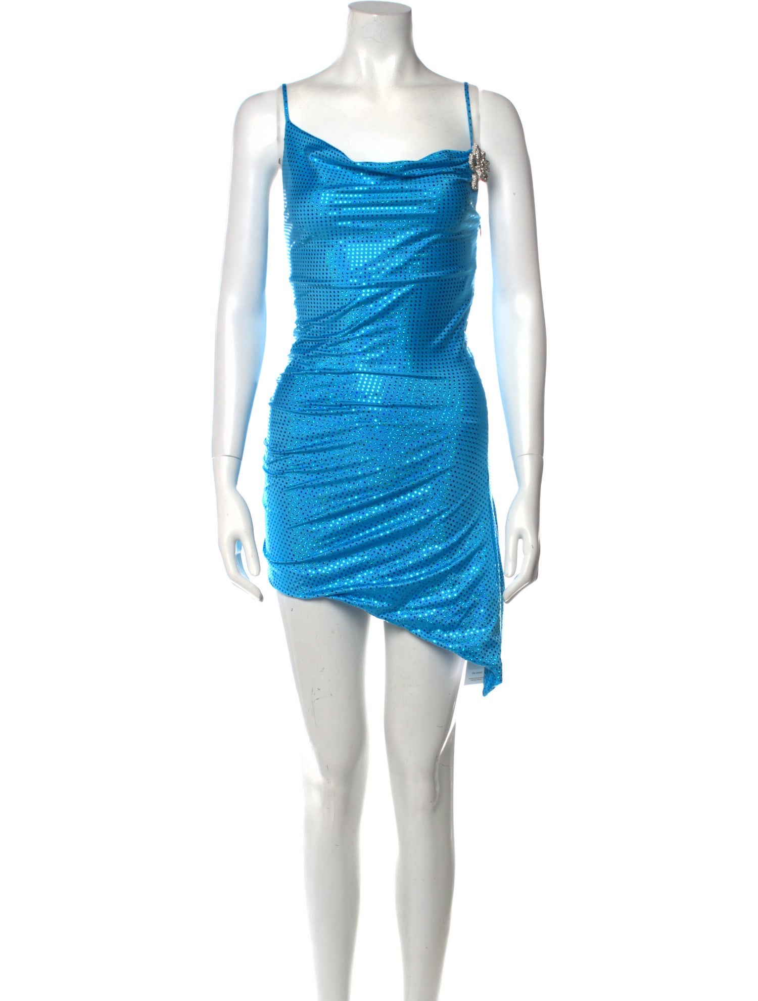 Mach & Mach Cowl Neck Mini Dress - Blue Dresses, Clothing - WMHAM21041 ...