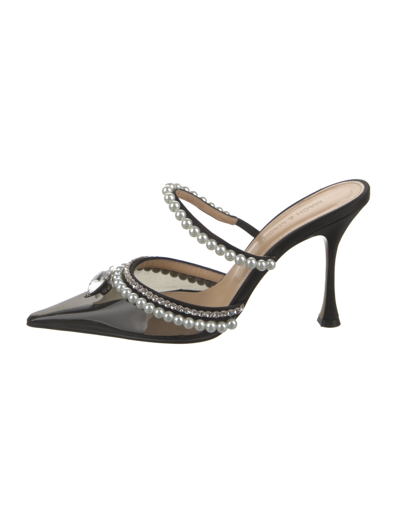 Mach & Mach PVC Crystal Embellishments Mules - Black Pumps, Shoes ...
