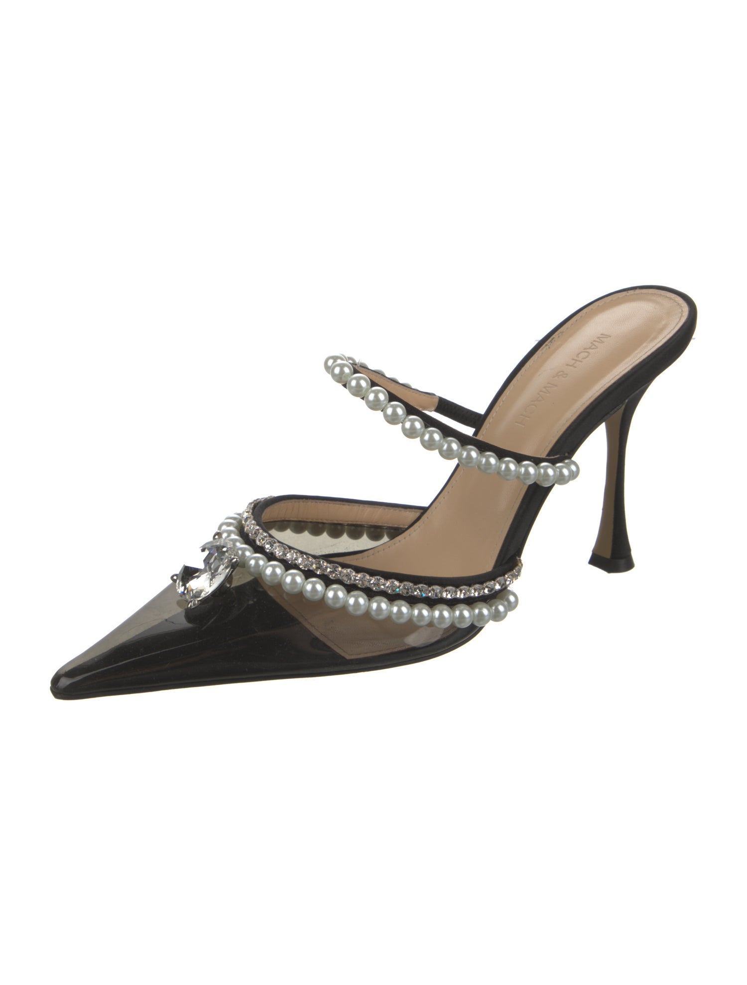 Mach & Mach PVC Crystal Embellishments Mules - Black Pumps, Shoes ...