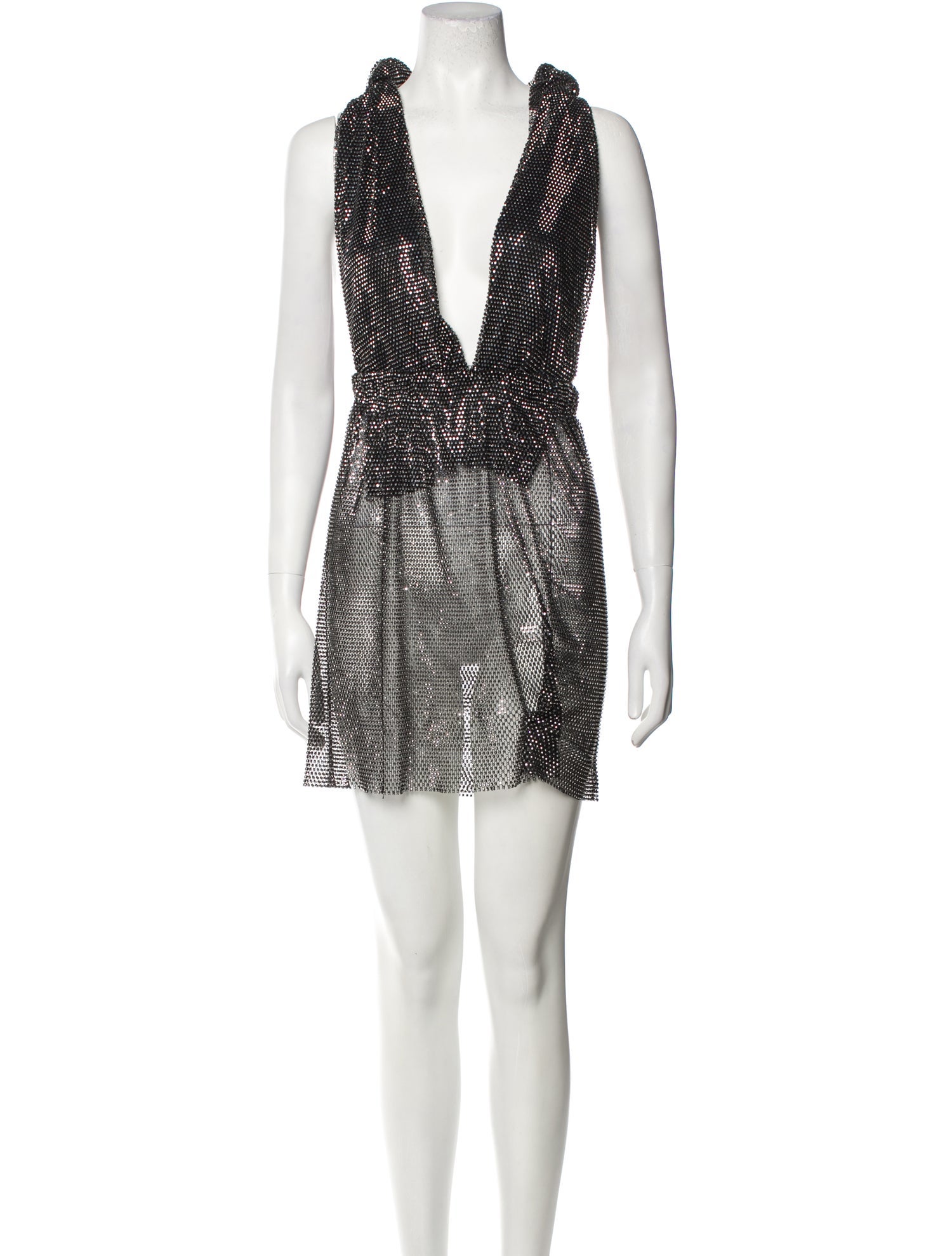 Mach & Mach V-Neck Mini Dress - Black Dresses, Clothing - WMHAM22319 ...