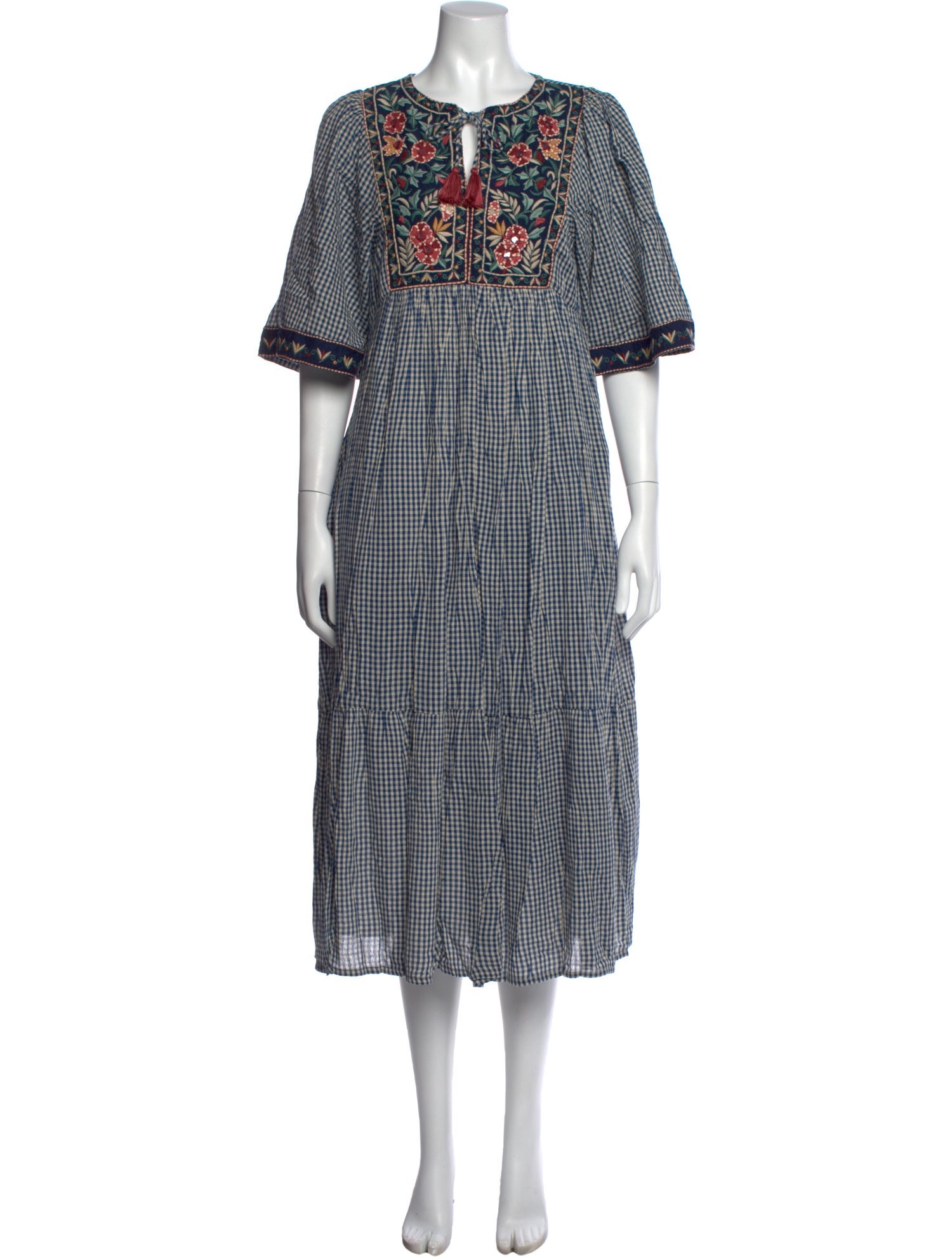 MAISON HOTEL Plaid Print Long Dress - Blue Dresses, Clothing ...