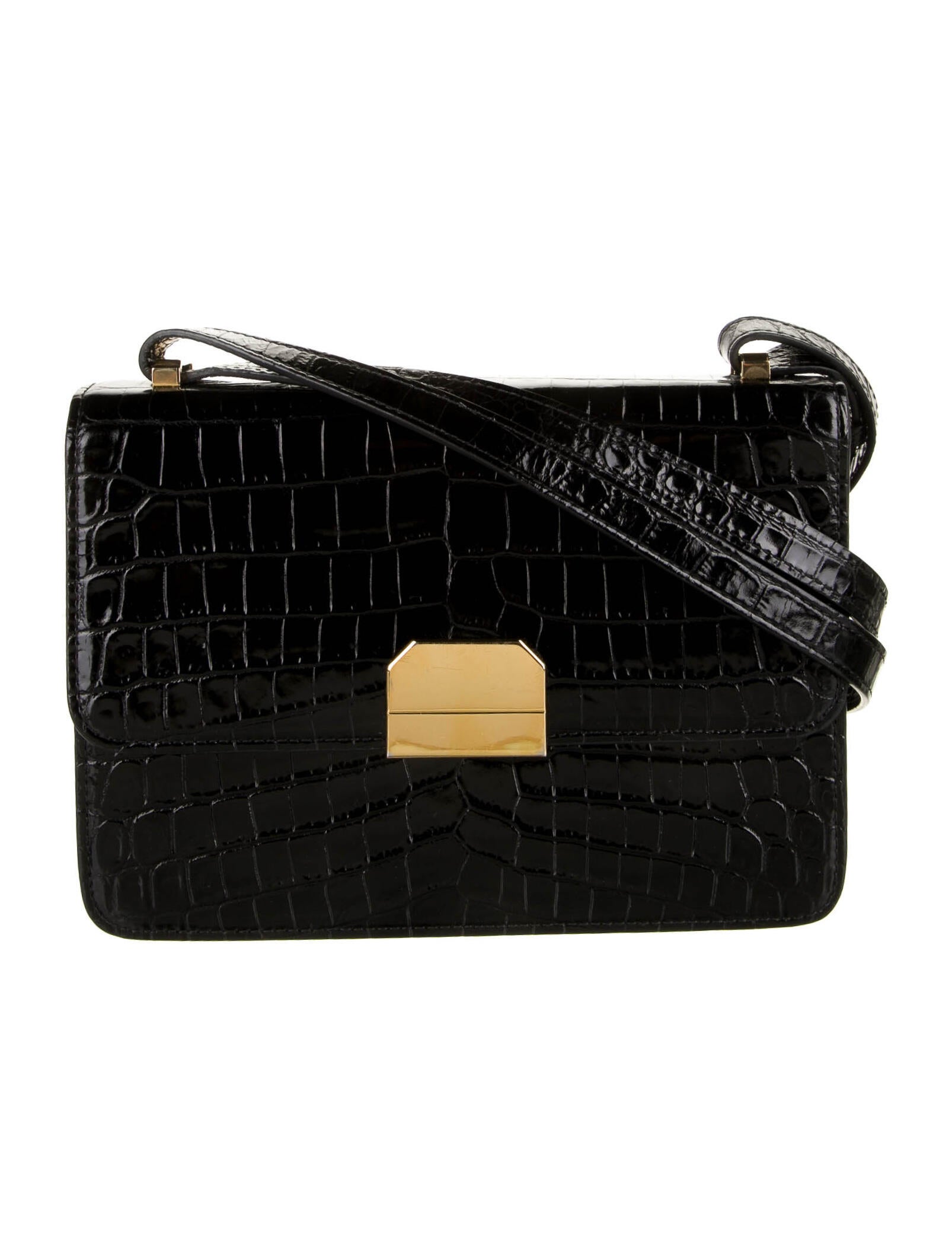 Marina Raphael Croc-Embossed Alex Bag - Black Shoulder Bags, Handbags ...