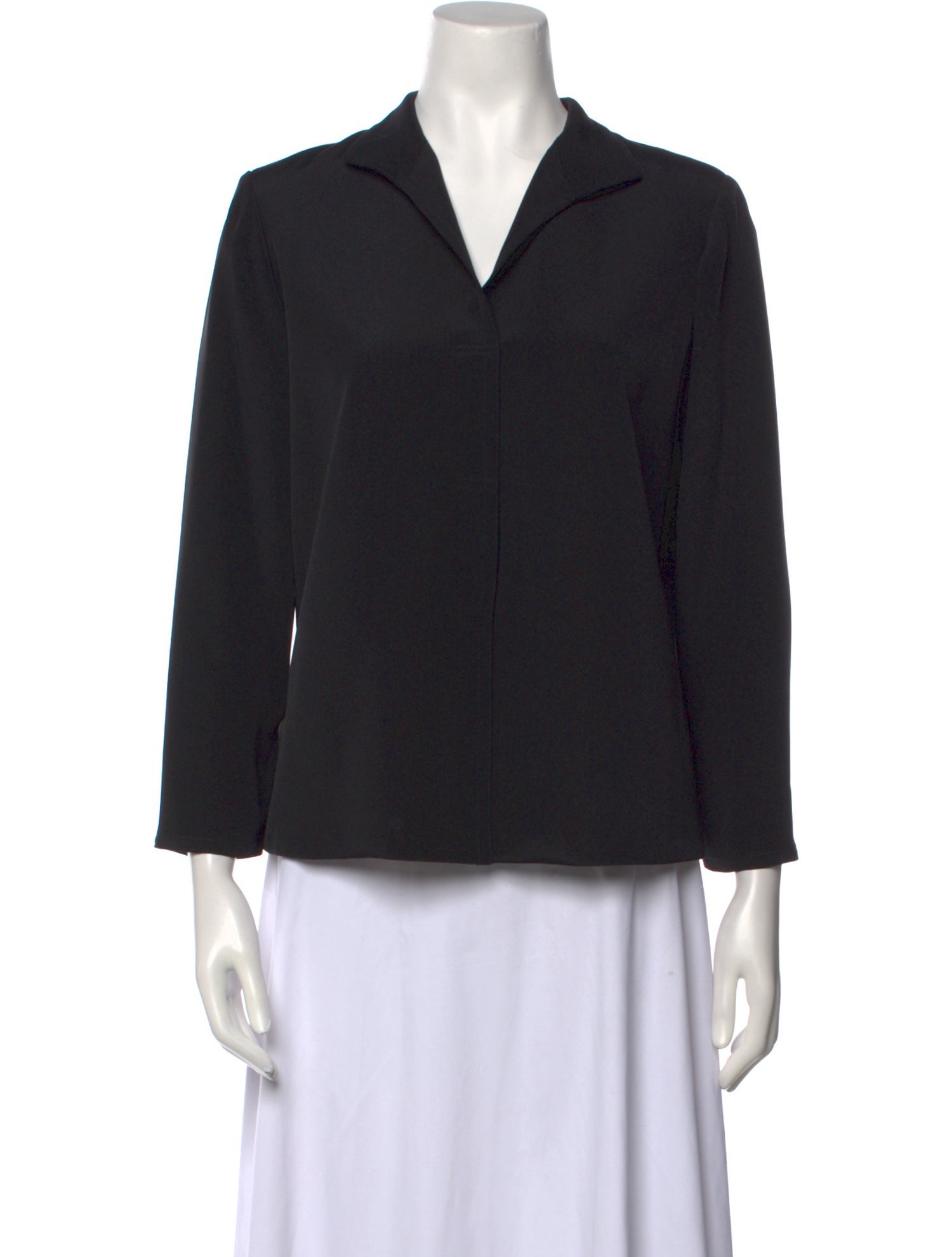 Michael Boris V-Neck Long Sleeve Blouse - Black Tops, Clothing ...