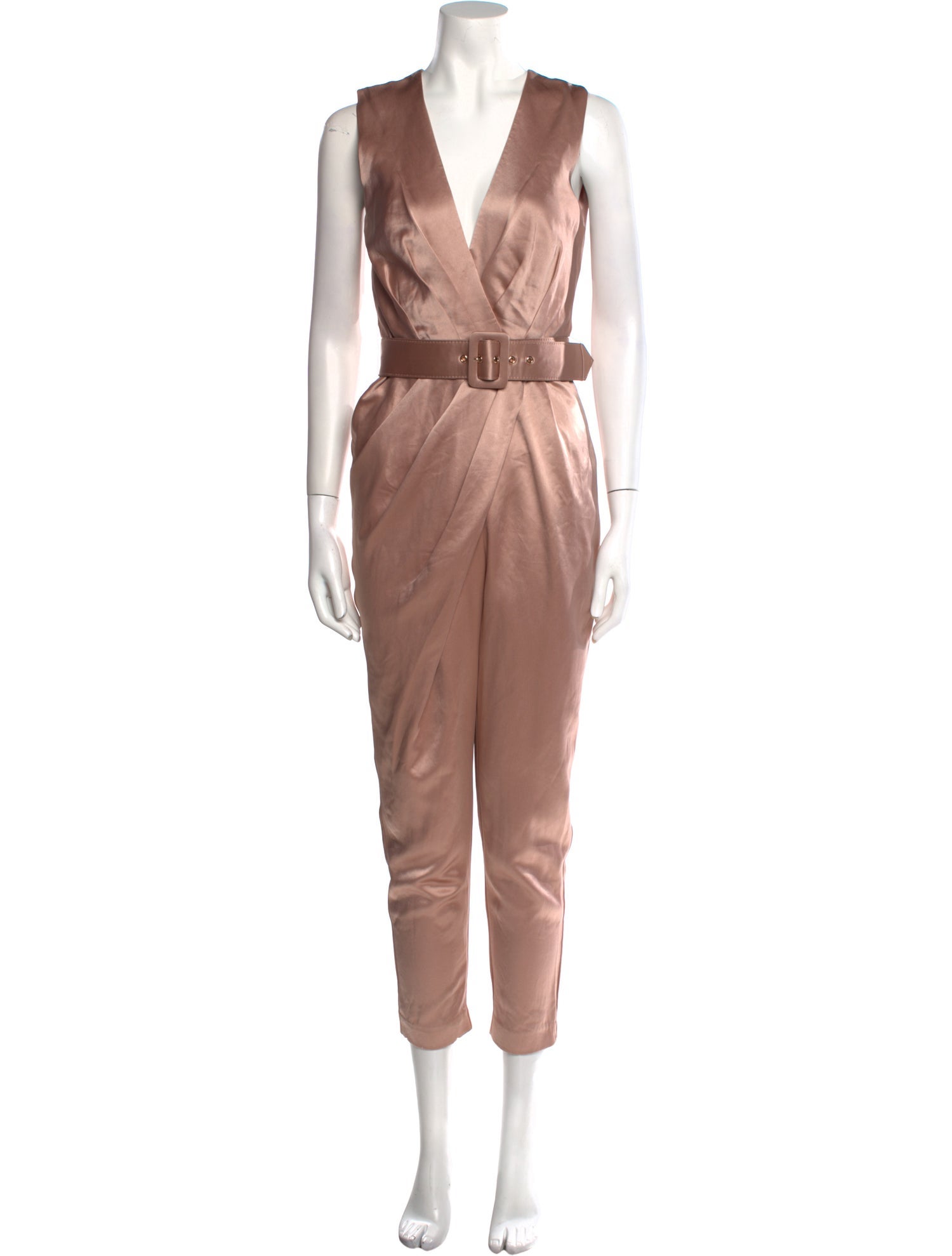 Misha Collection Plunge Neckline Jumpsuit - Neutrals, 11.75" Rise ...