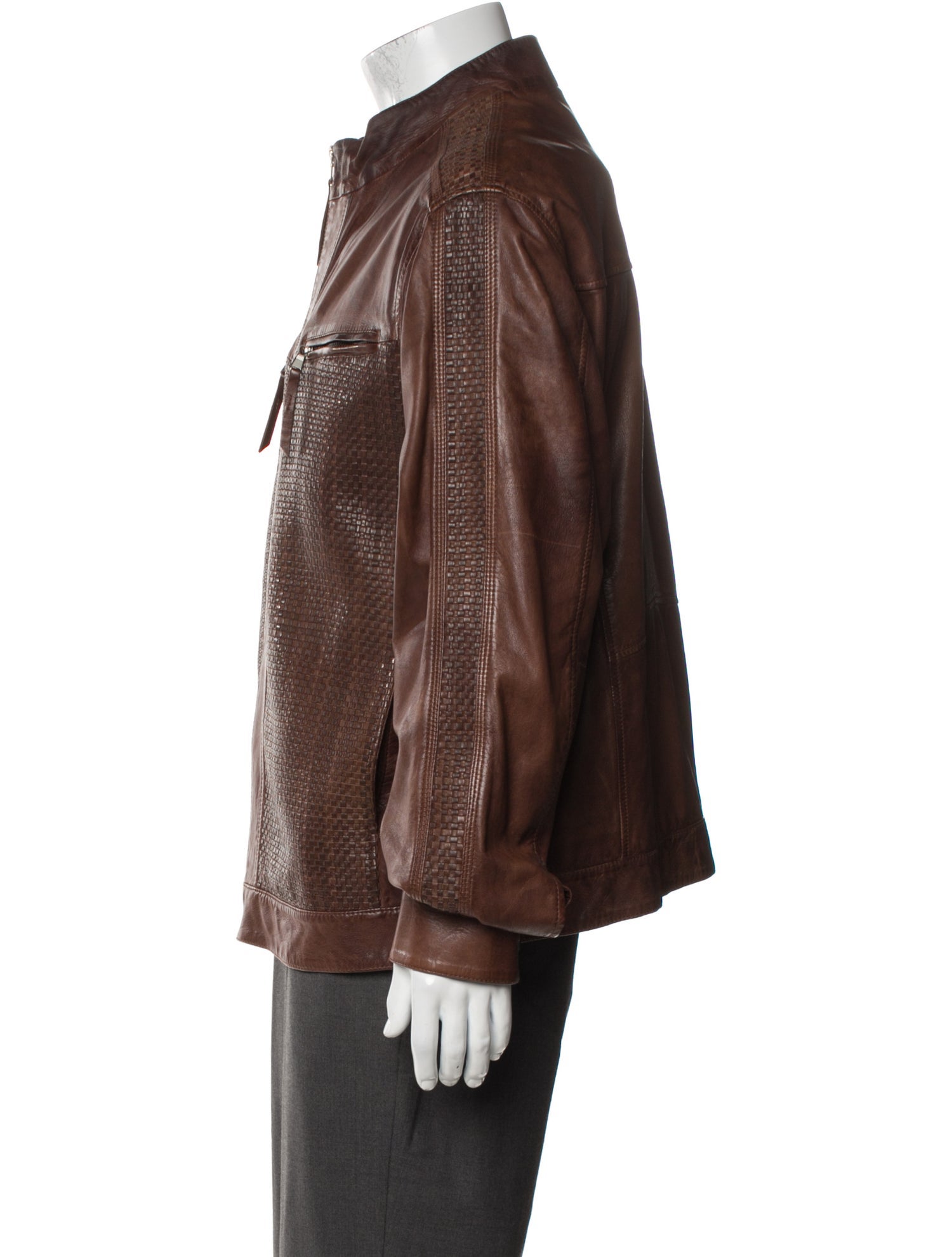 Missani Le Collezioni Leather Moto Jacket - Brown Outerwear, Clothing ...