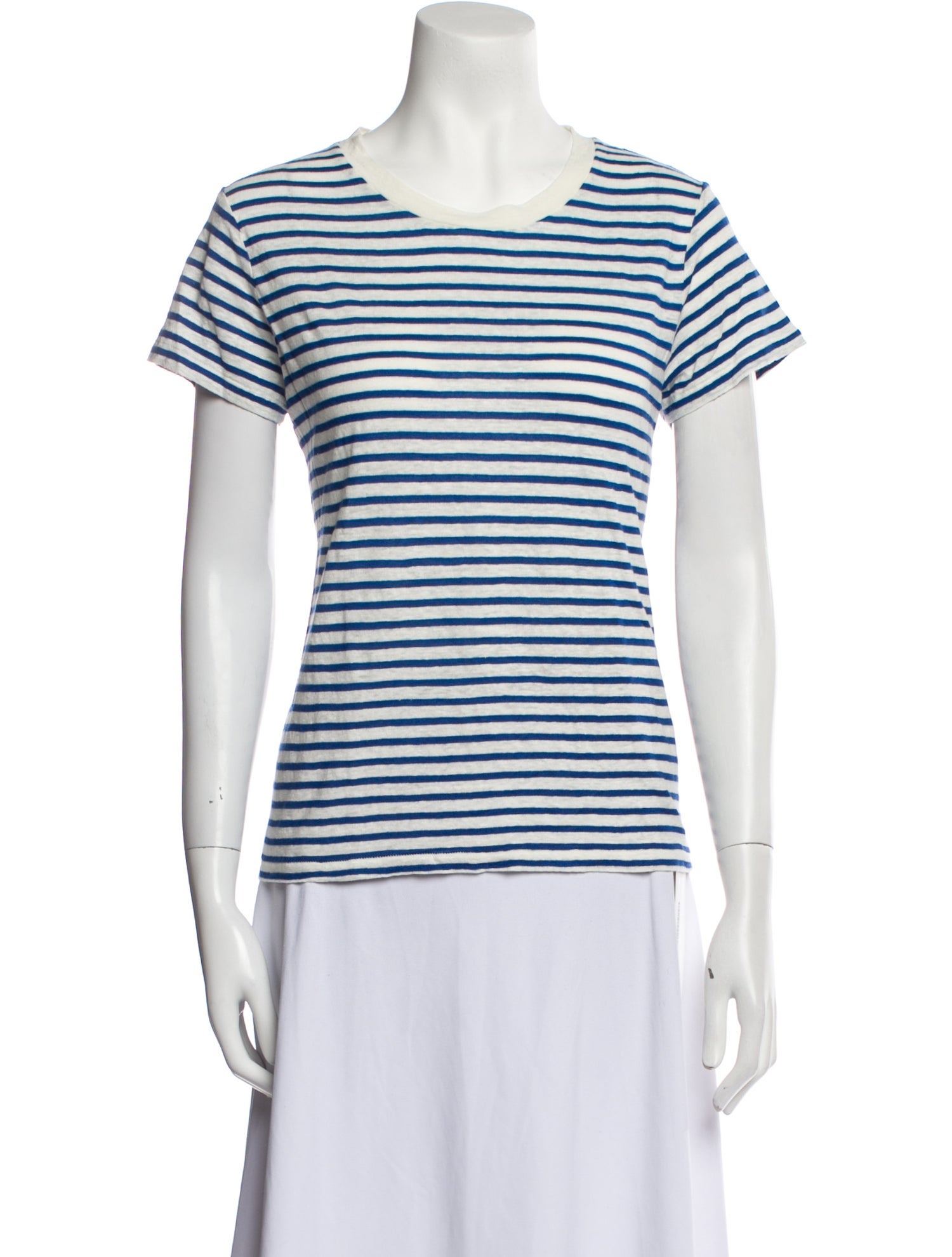 Alex Mill Linen Striped T-Shirt - Blue Tops, Clothing - WMILL30891 ...