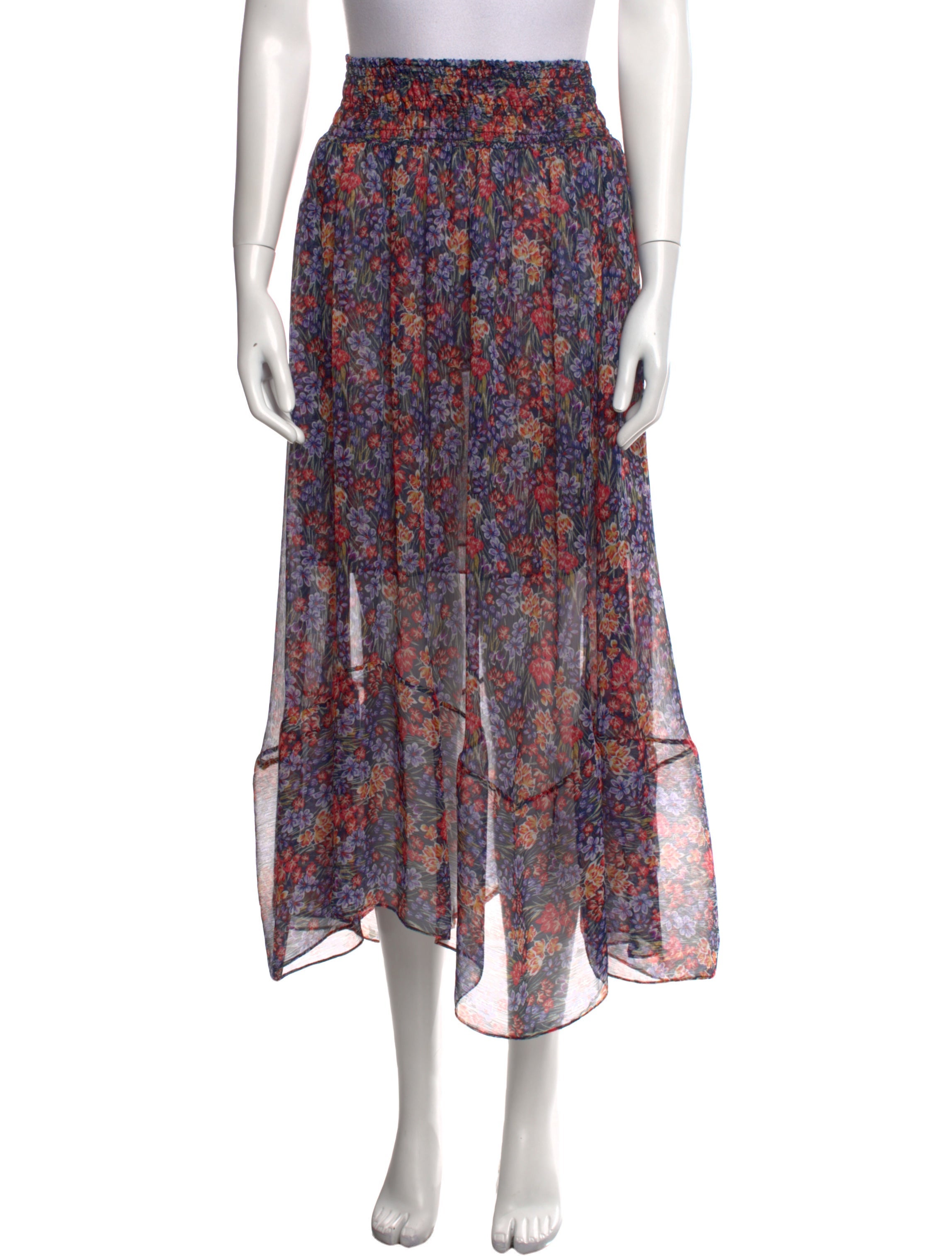 MISA Los Angeles Floral Print Midi Length Skirt - Purple Skirts ...