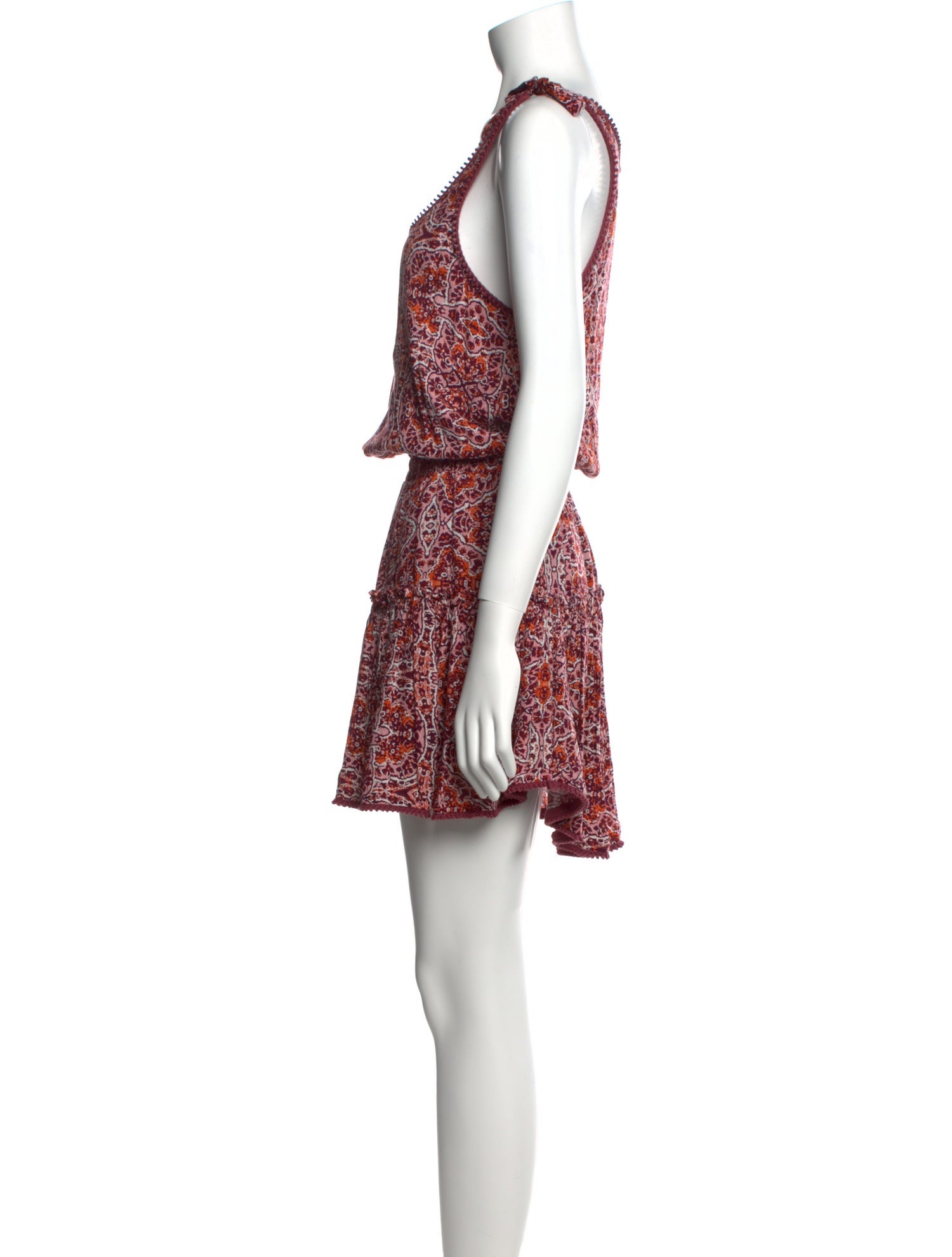 MISA Los Angeles Floral Print Mini Dress - Burgundy Dresses, Clothing ...