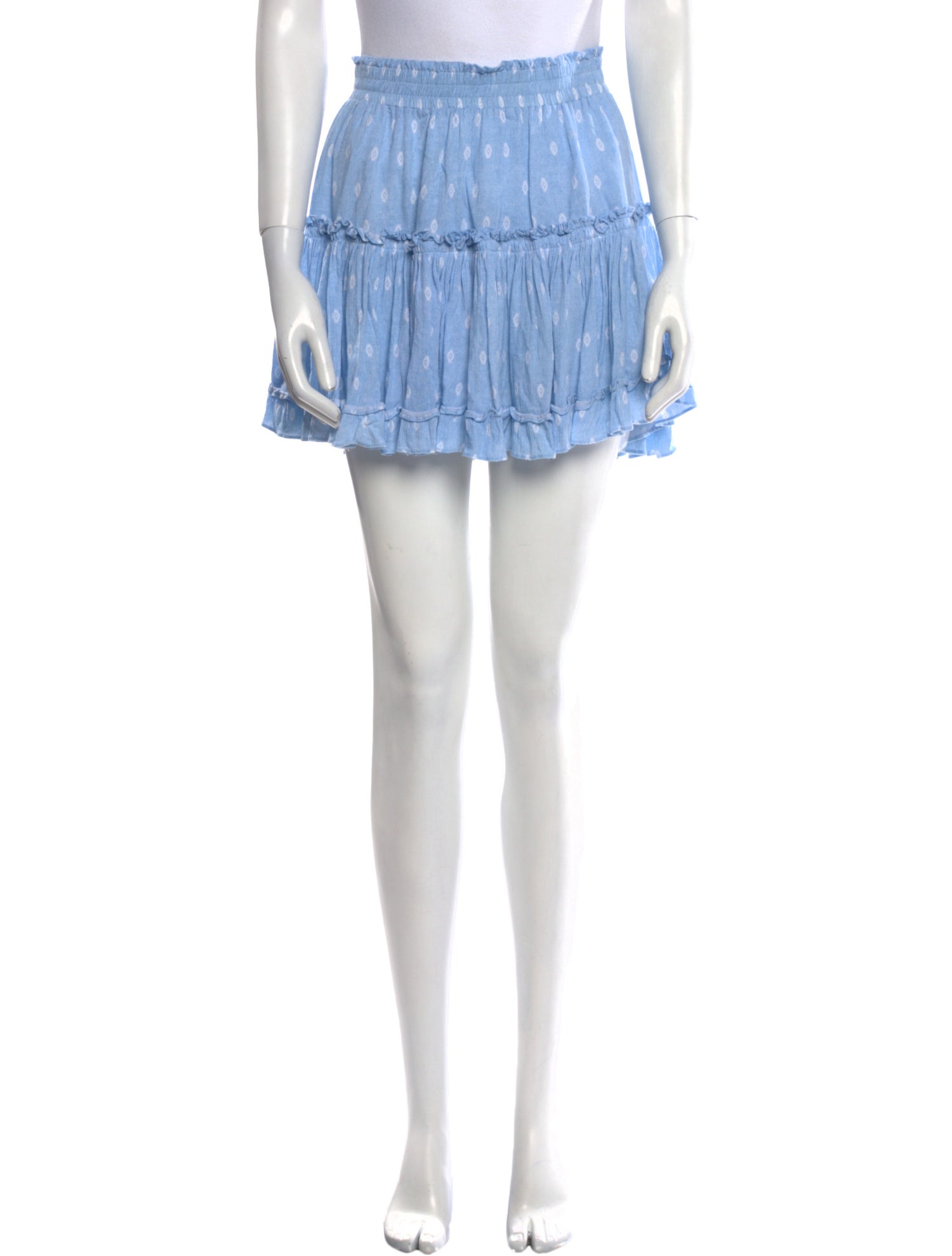 MISA Los Angeles Ruffle Embellishment Mini Skirt - Blue Skirts ...