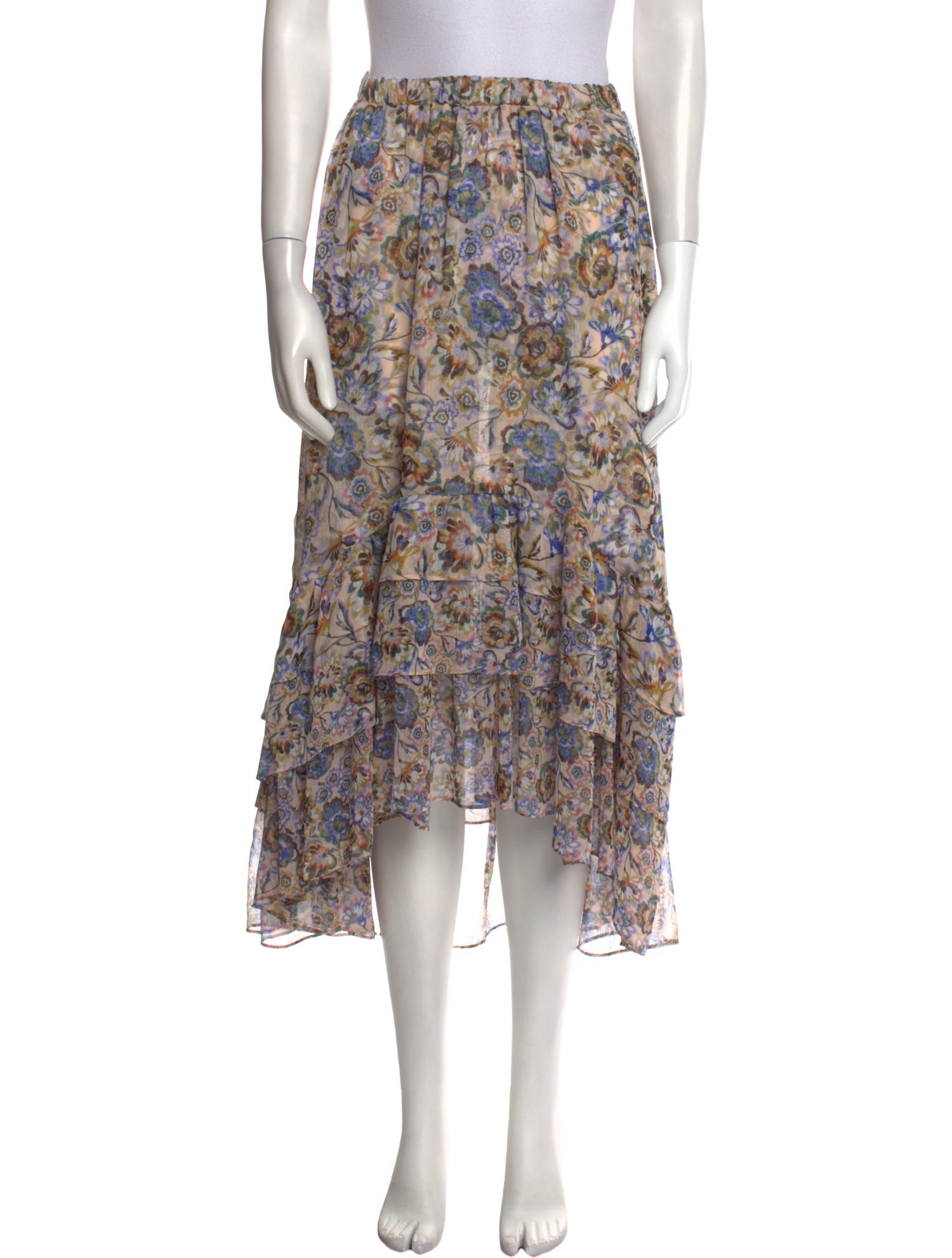 MISA Los Angeles Floral Print Midi Length Skirt - Neutrals Skirts ...