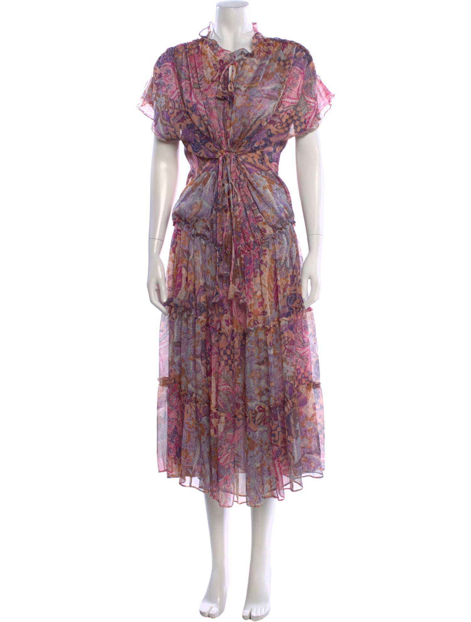 MISA Los Angeles Paisley Print Midi Length Dress w/ Tags - Pink Dresses ...