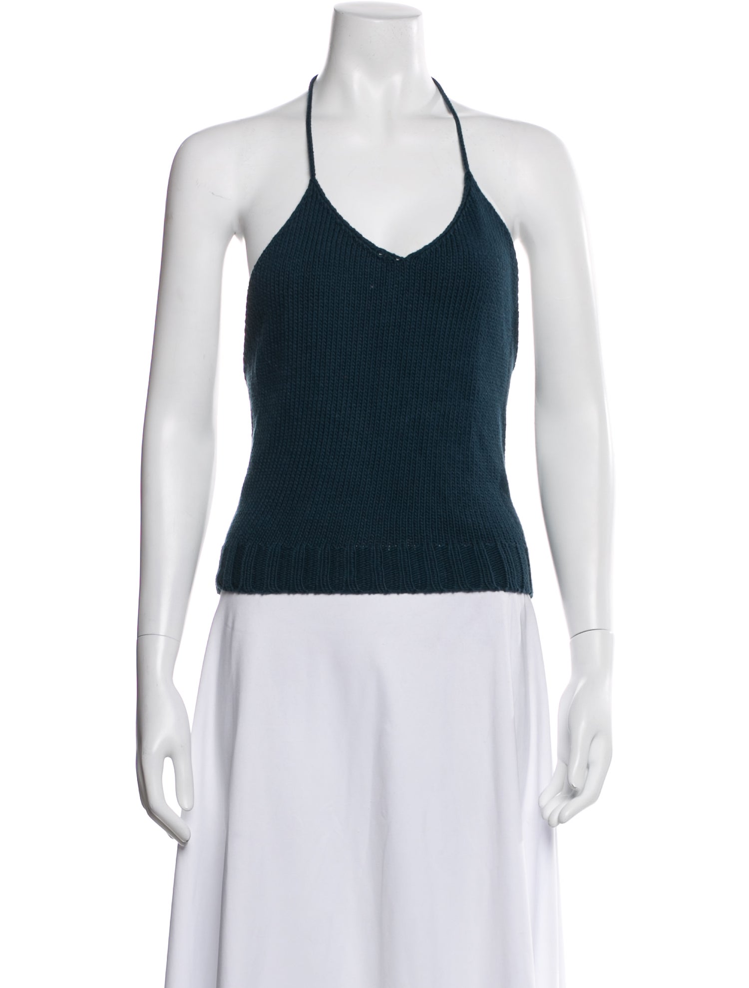 Misha and Puff Halterneck Sleeveless Crop Top - Blue Tops, Clothing ...