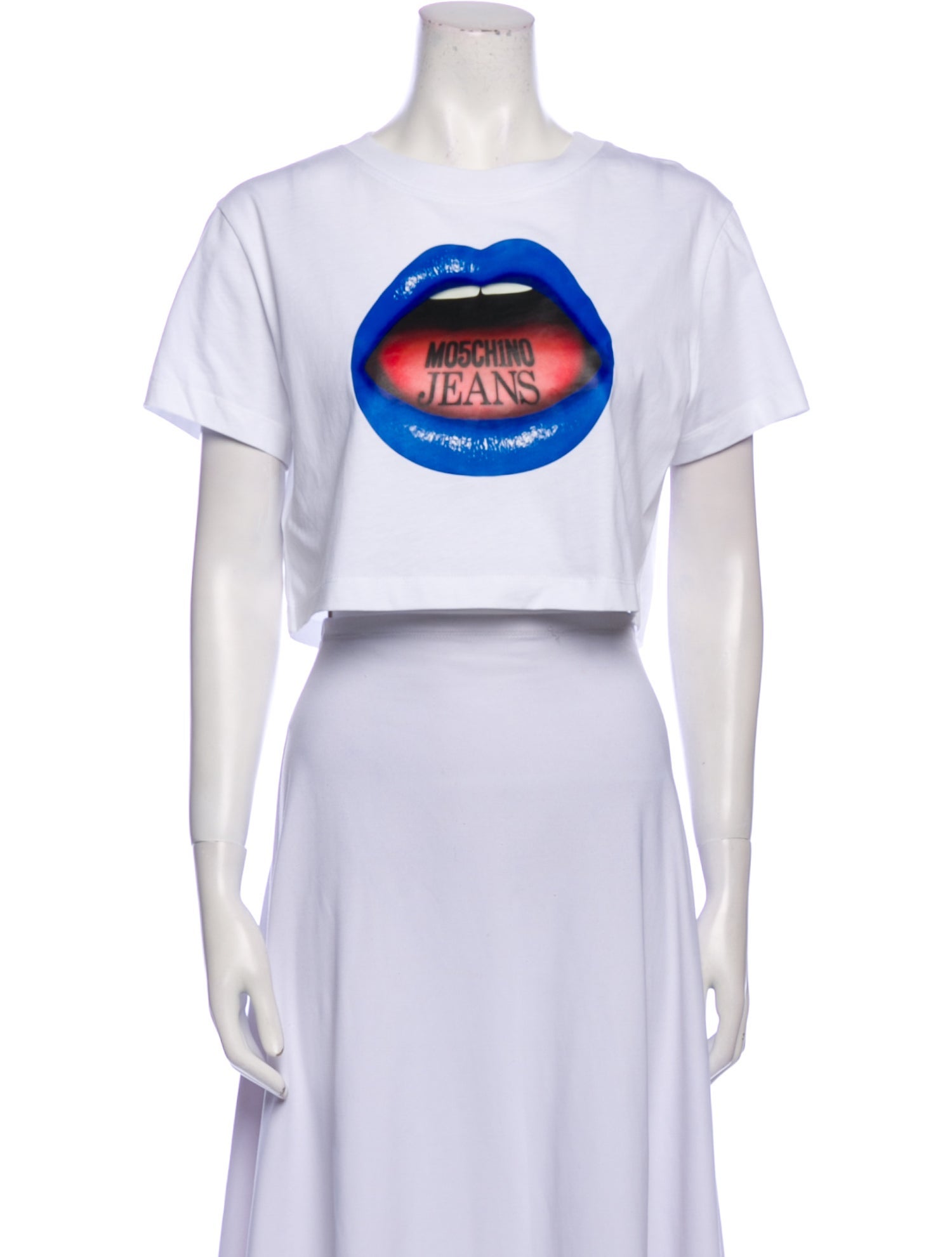 Moschino Jeans Graphic Print Crew Neck Crop Top - Neutrals Tops ...