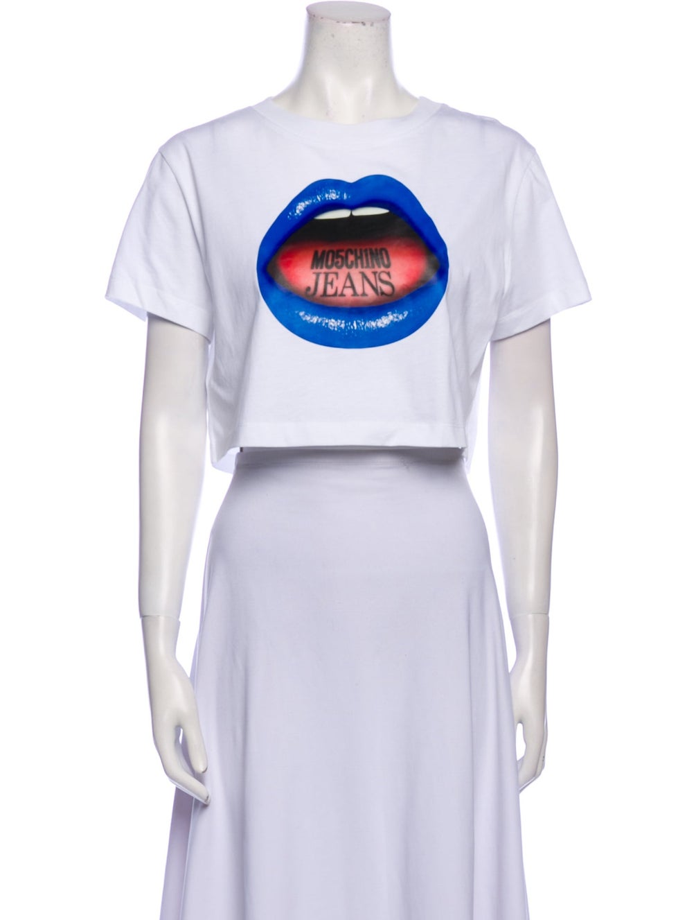 Moschino Jeans Graphic Print Crew Neck Crop Top - Neutrals Tops ...