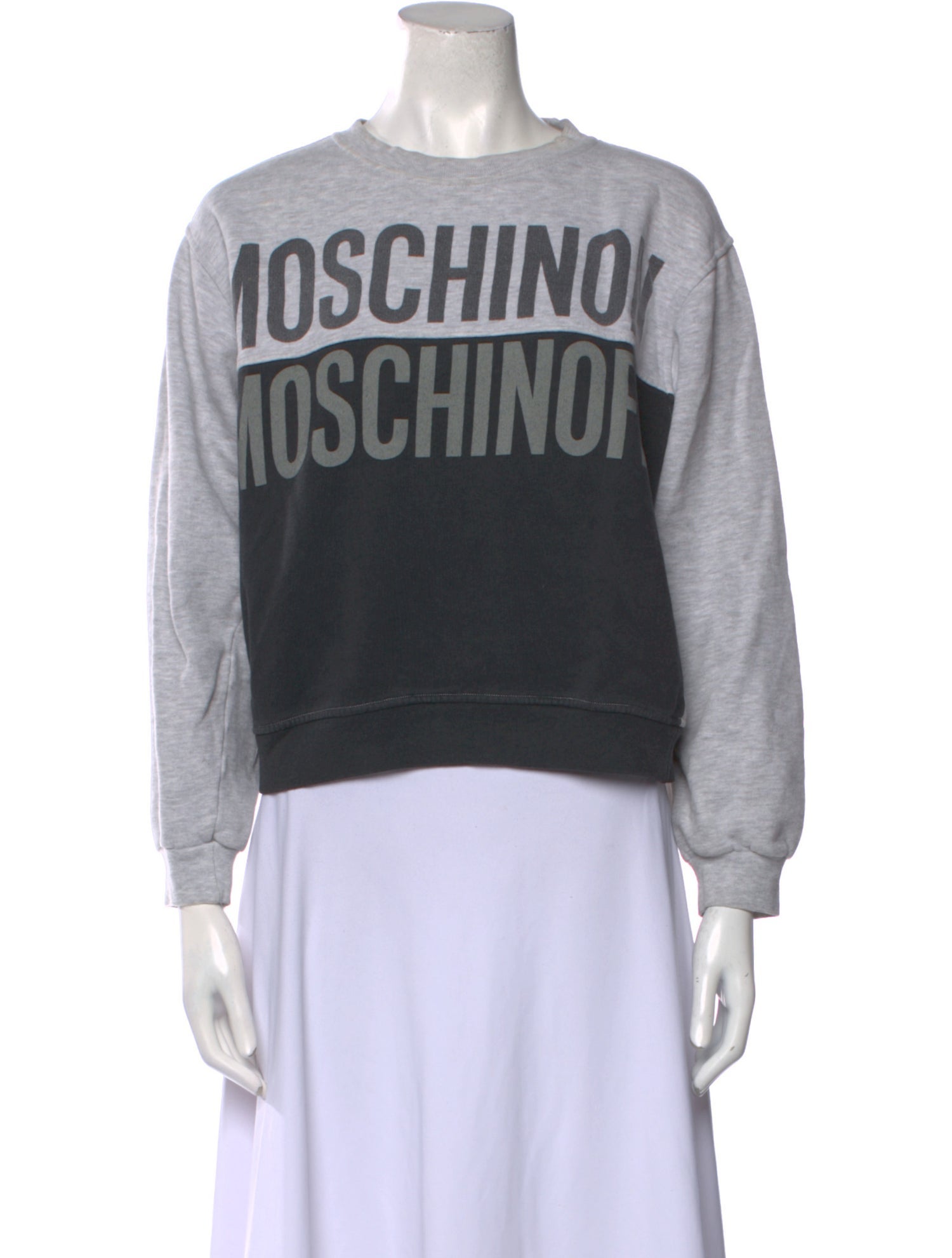 Moschino Jeans Graphic Print Crew Neck Sweatshirt - Grey Tops, Clothing ...